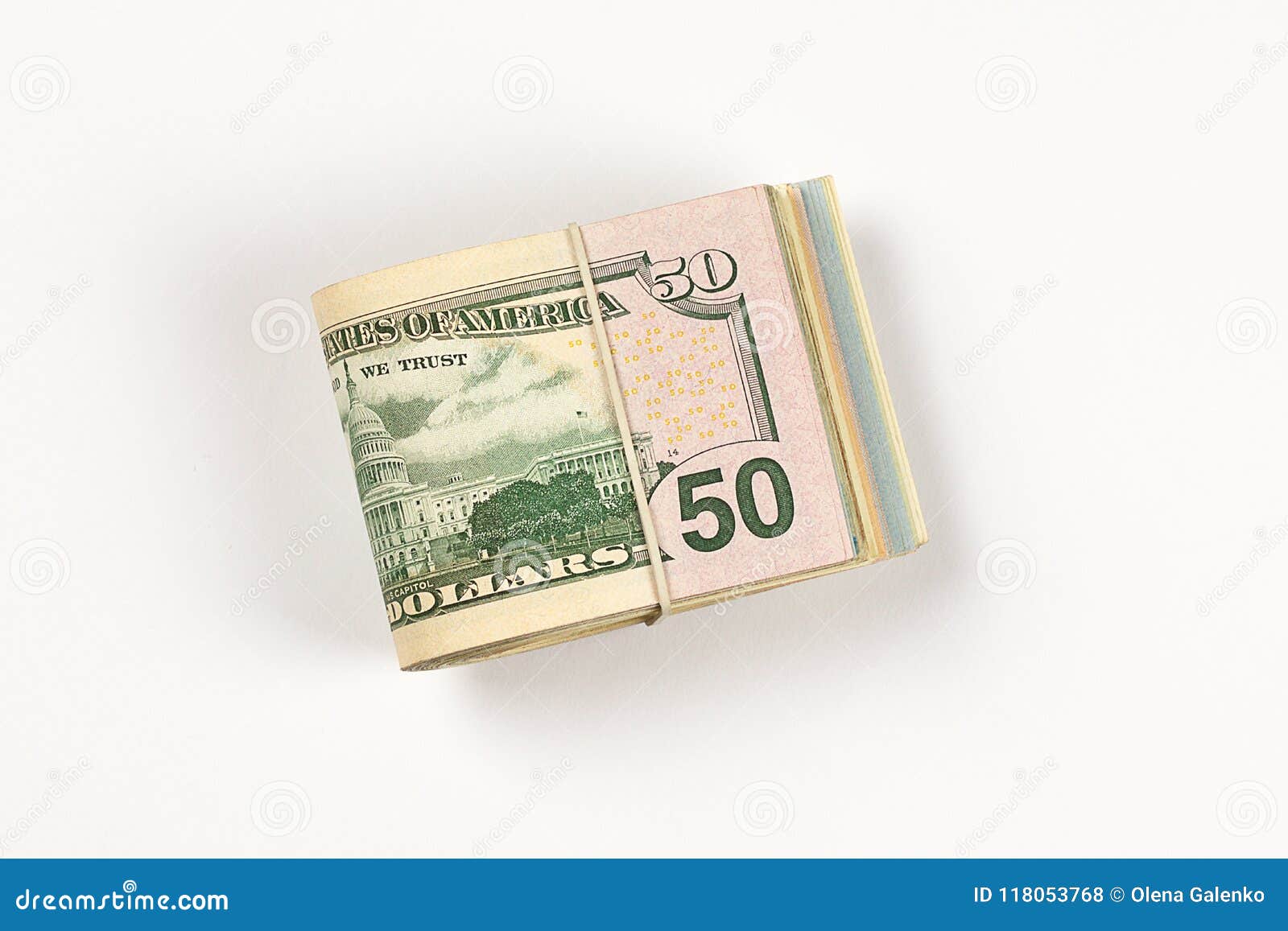 Stack of USA 50 Dollars on White Background. Stock Photo - Image of ...