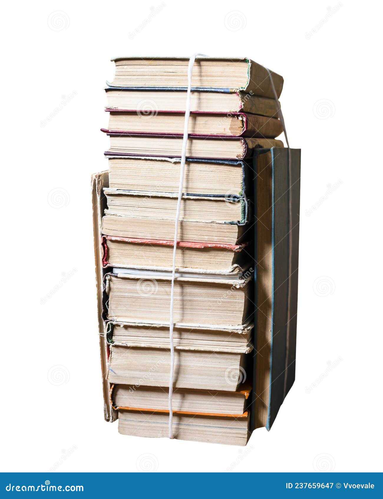 Stack of Used Books Tied with Packthread Isolated Stock Image - Image ...