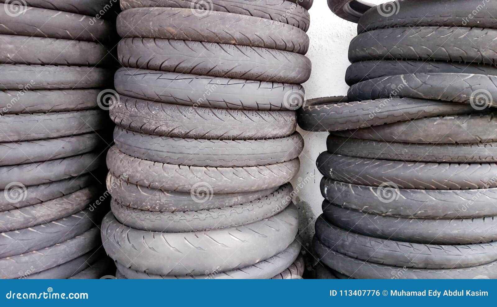A Stack of Used Motorcycle Tyre Stock Photo - Image of garbage, junk ...