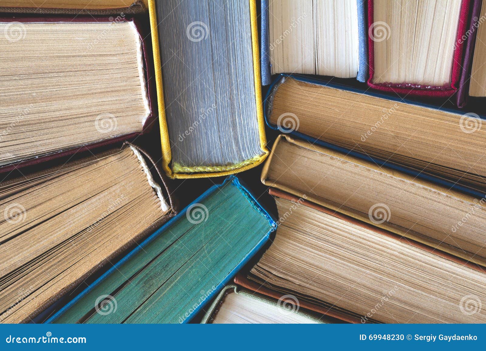 Stack of Used Old Books, Top View Stock Photo - Image of paper ...