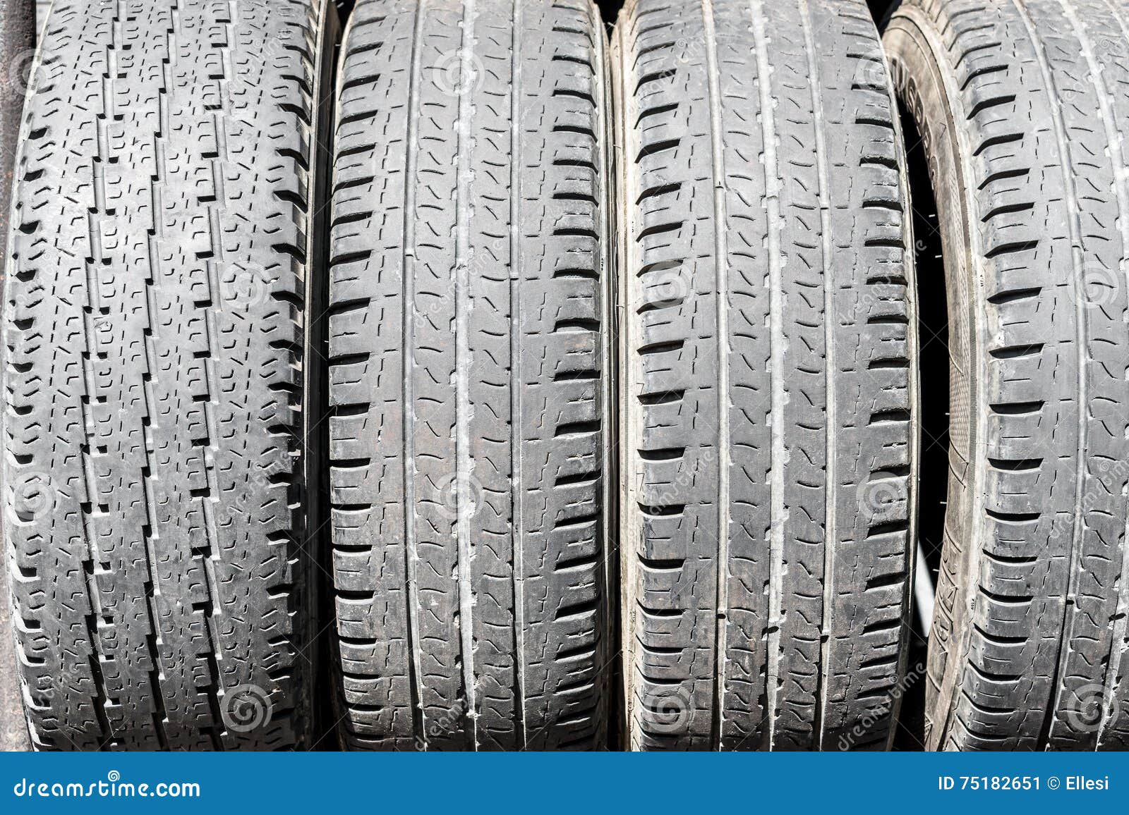 Stack of Used Tires in a Car Garage. Stock Image - Image of recycling ...