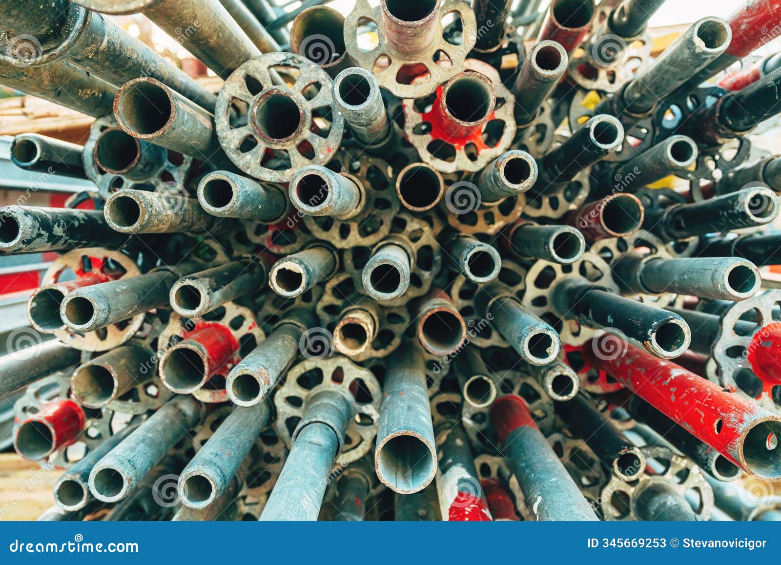 Stack of Used Worn Galvanized Steel Scaffold Tubes and Pipes on ...