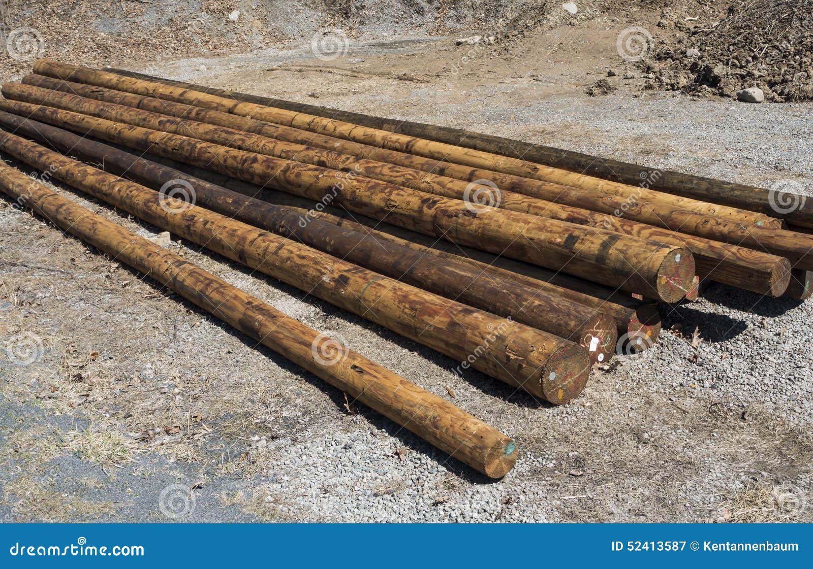Stack of Utility Telephone Poles Stock Image - Image of construction ...