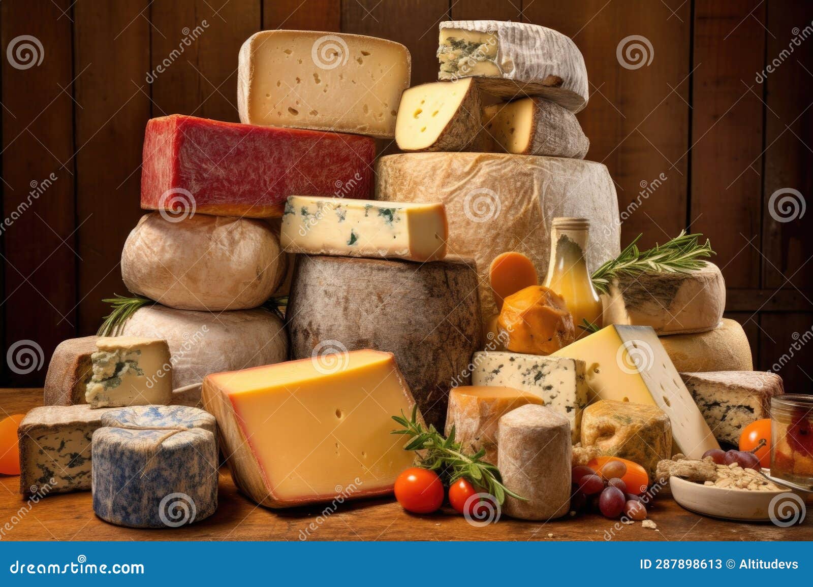 Stack of Various Aged Cheeses with Labels Stock Illustration ...