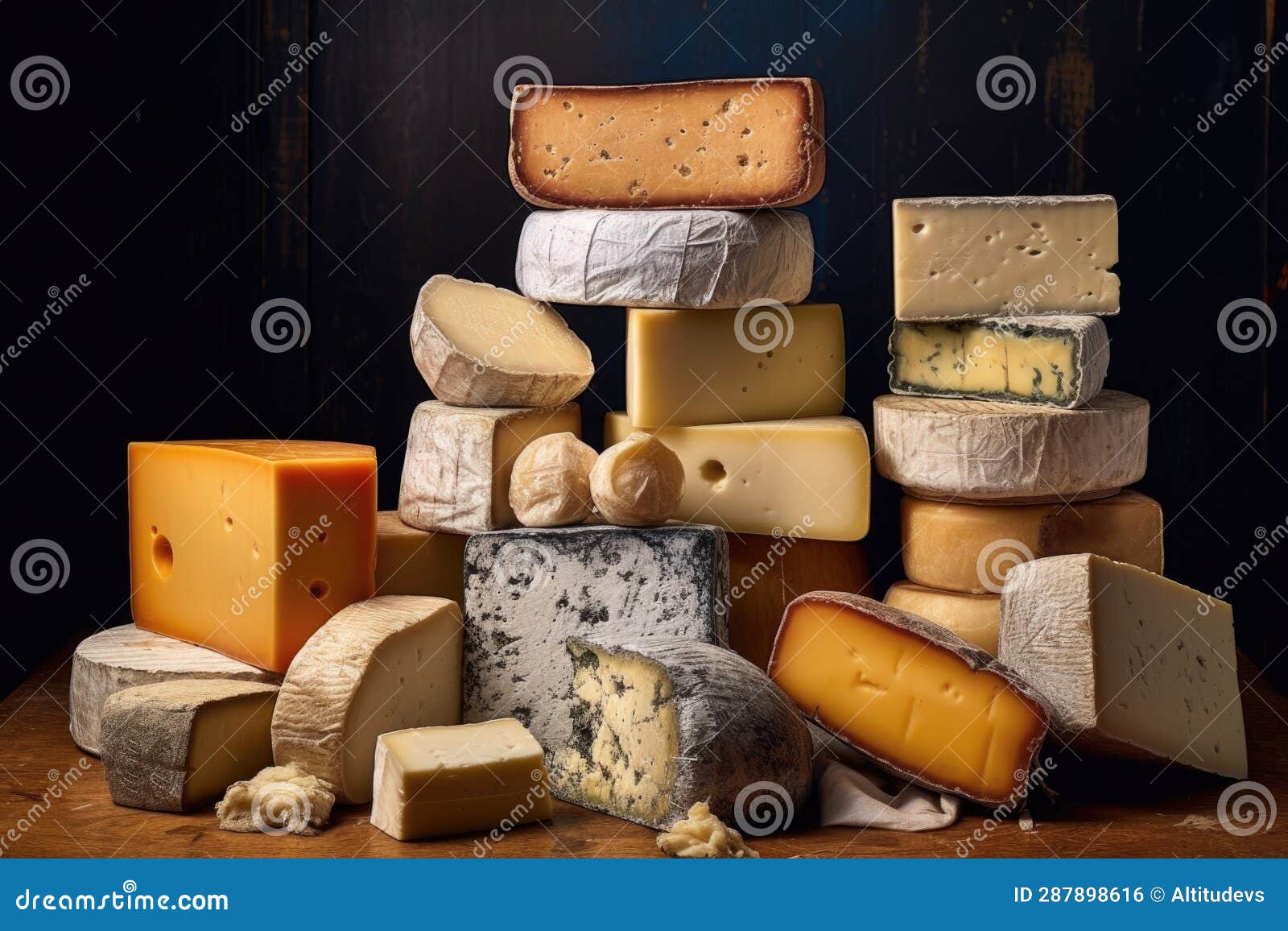 Stack of Various Aged Cheeses with Labels Stock Illustration ...