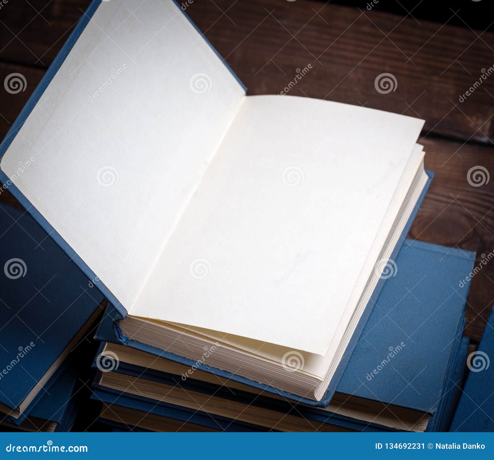 Stack of Various Books, Open Book on Top Stock Image - Image of cover ...