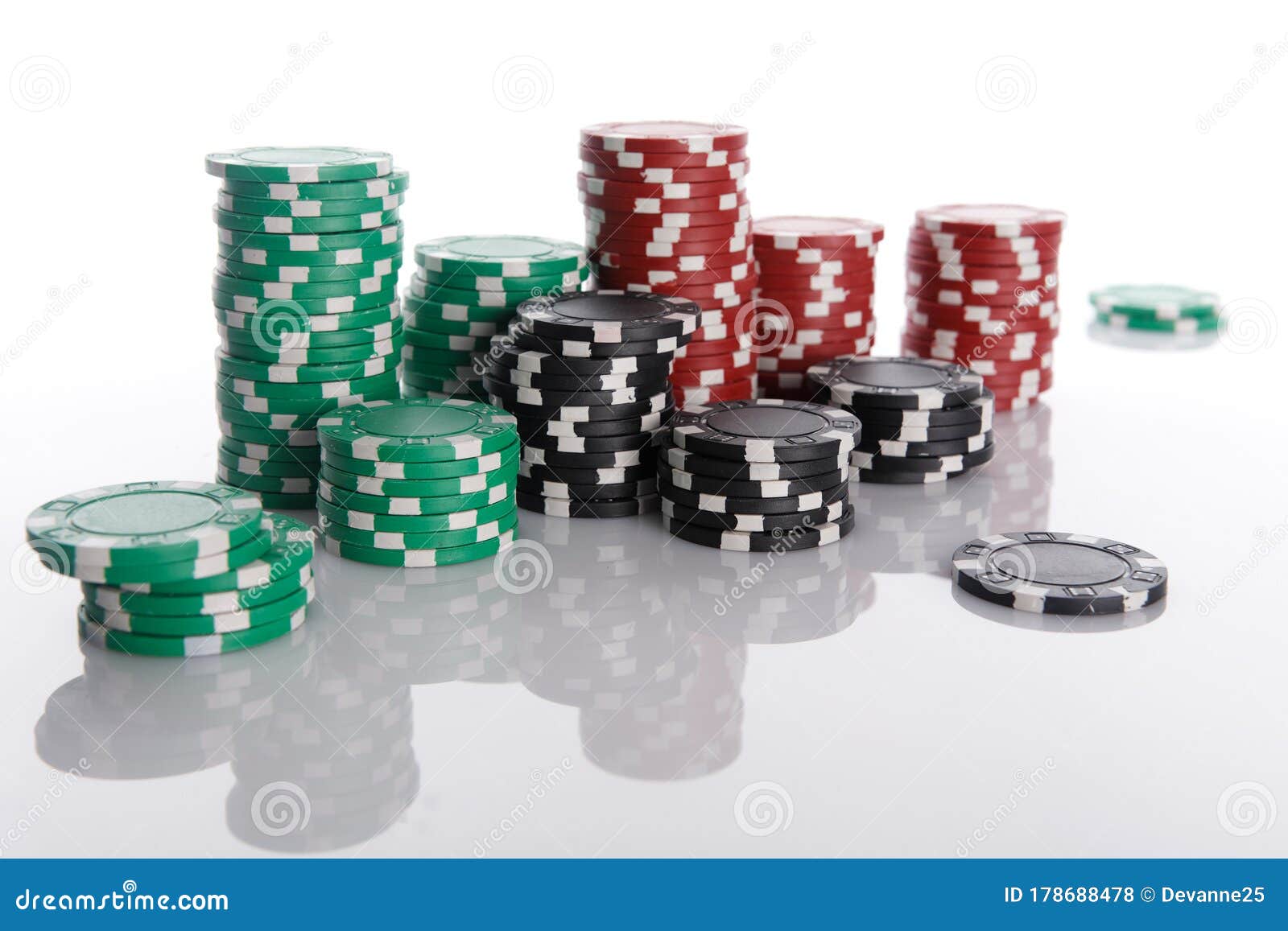 Stack of Various Casino Chips Stock Photo - Image of cards, games ...