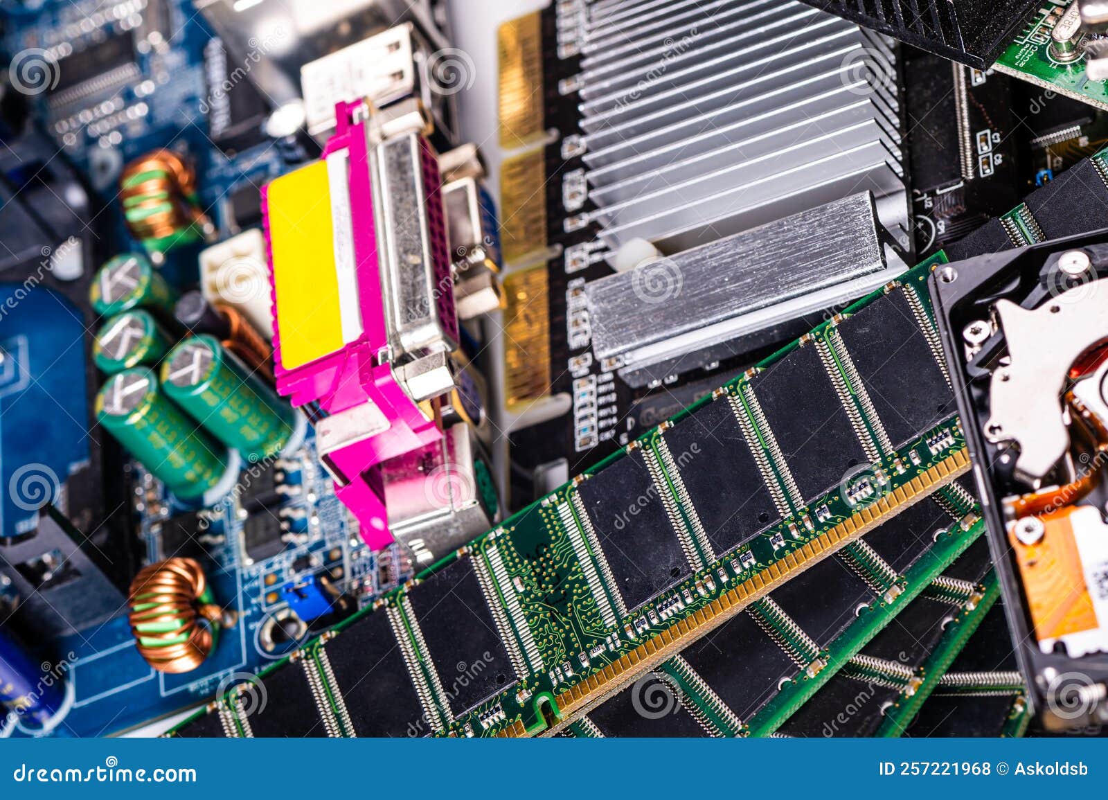 Pile with Various Computer Electrical Boards and Components, Repairing ...