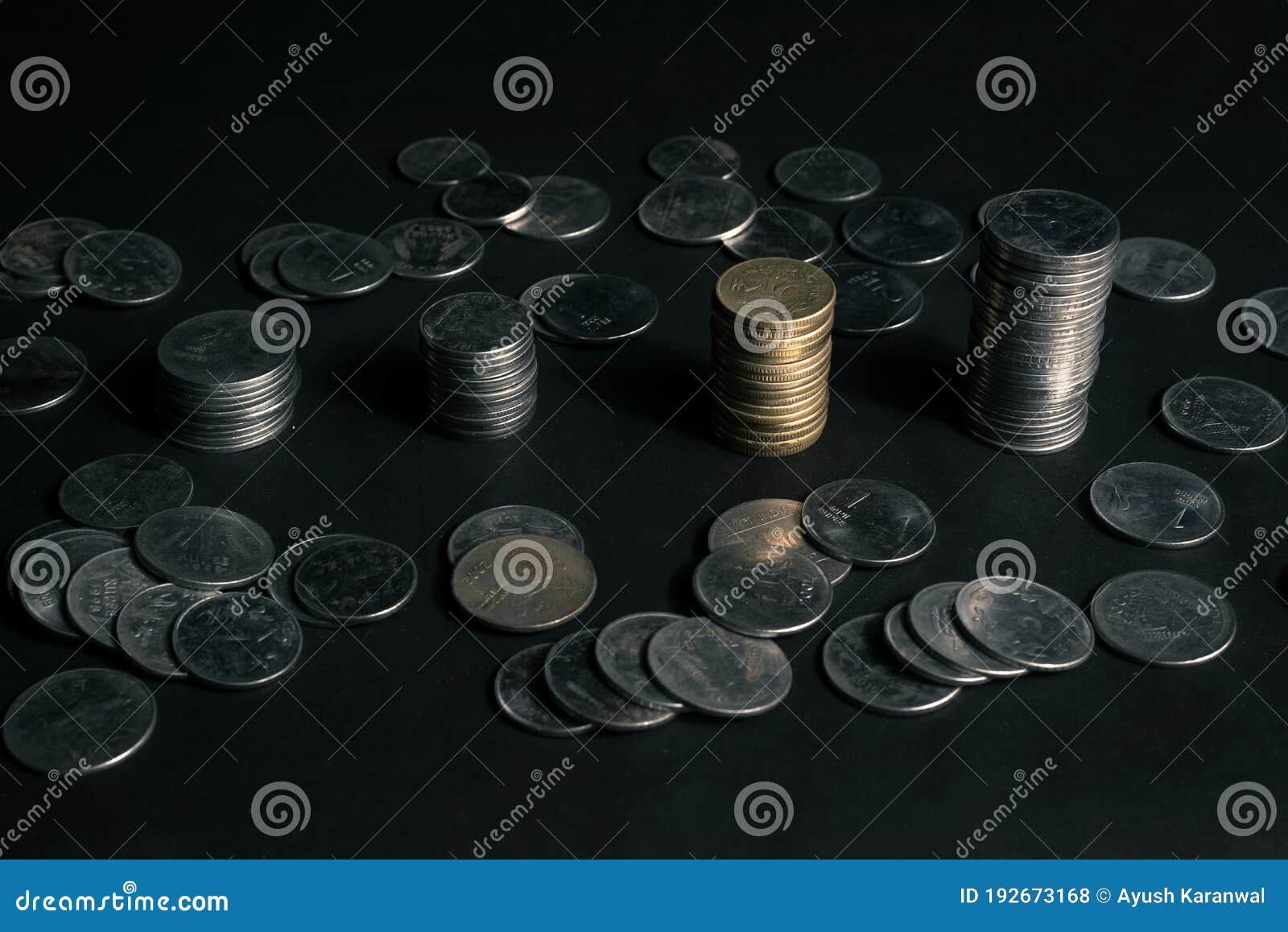 Stack of Indian Currency Coins Stock Photo - Image of notes, loss ...