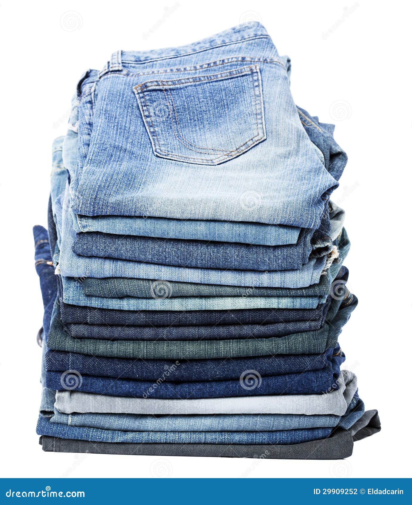 Isolated Jeans Stack stock photo. Image of array, fabric - 29909252