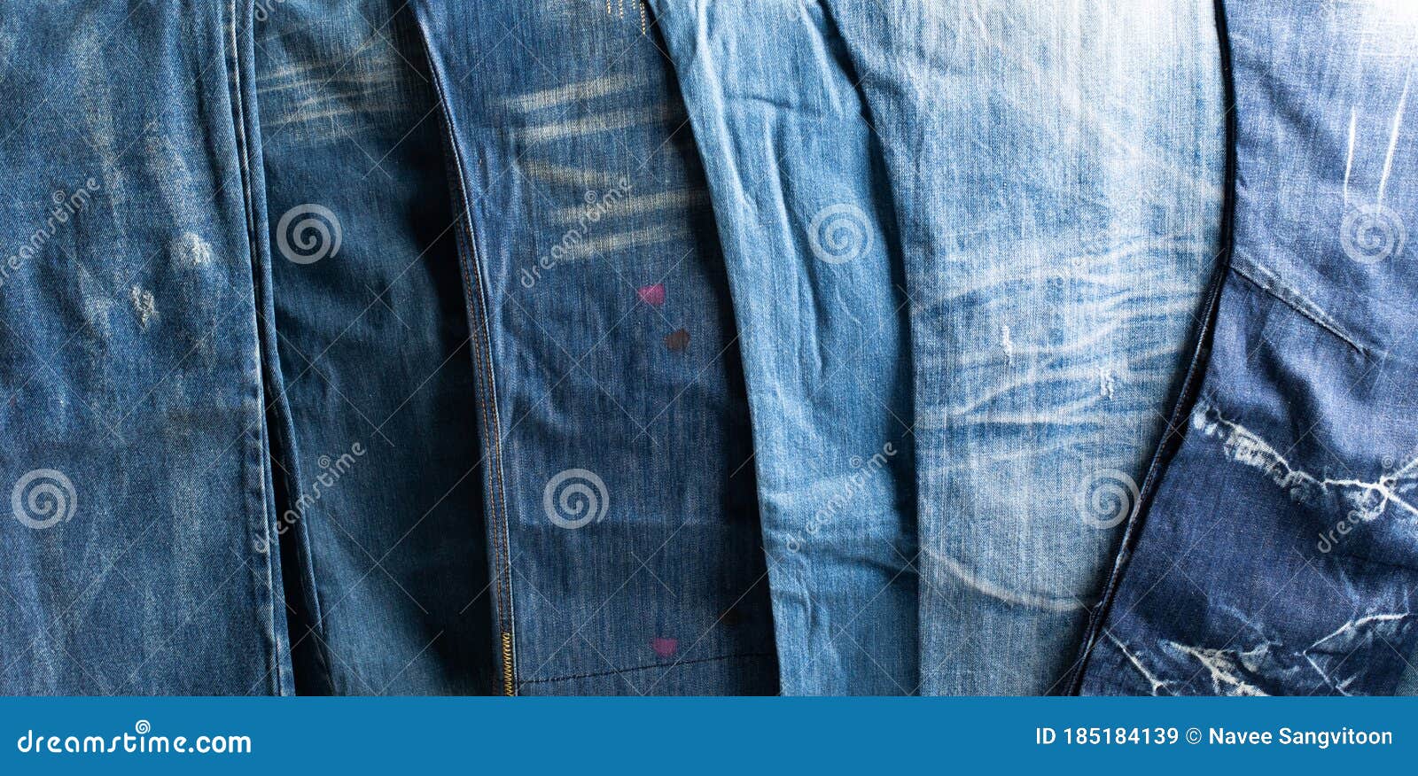Stack of Various Shades Blue Jeans. Jeans Stacked Isolated on White ...