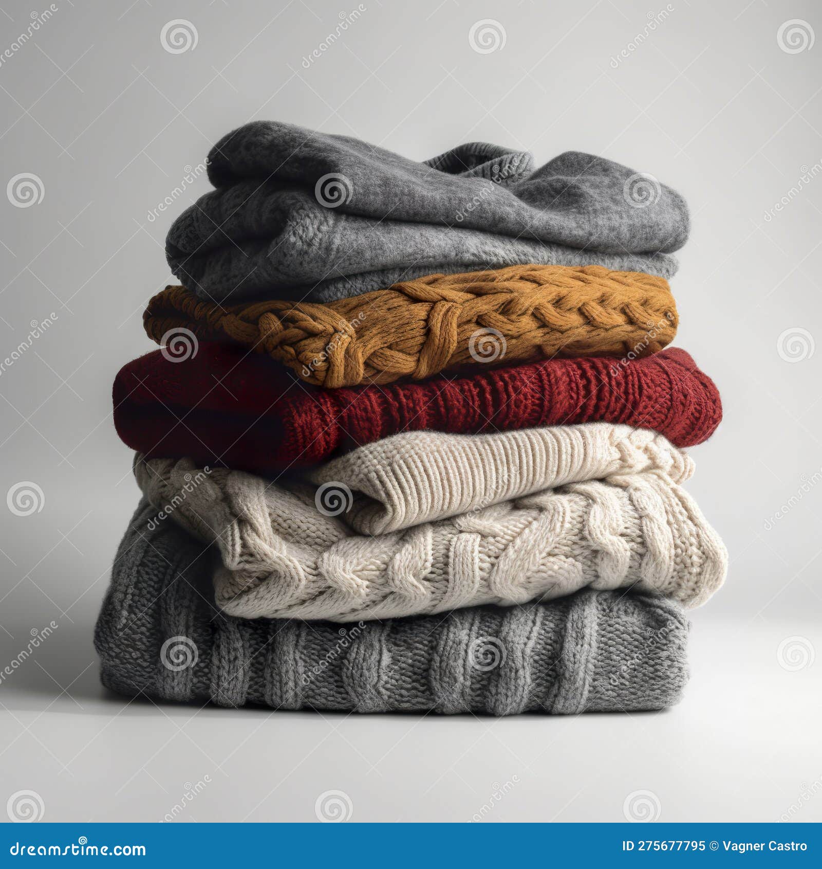 Stack of Various Sweaters Isolated on White Stock Illustration ...