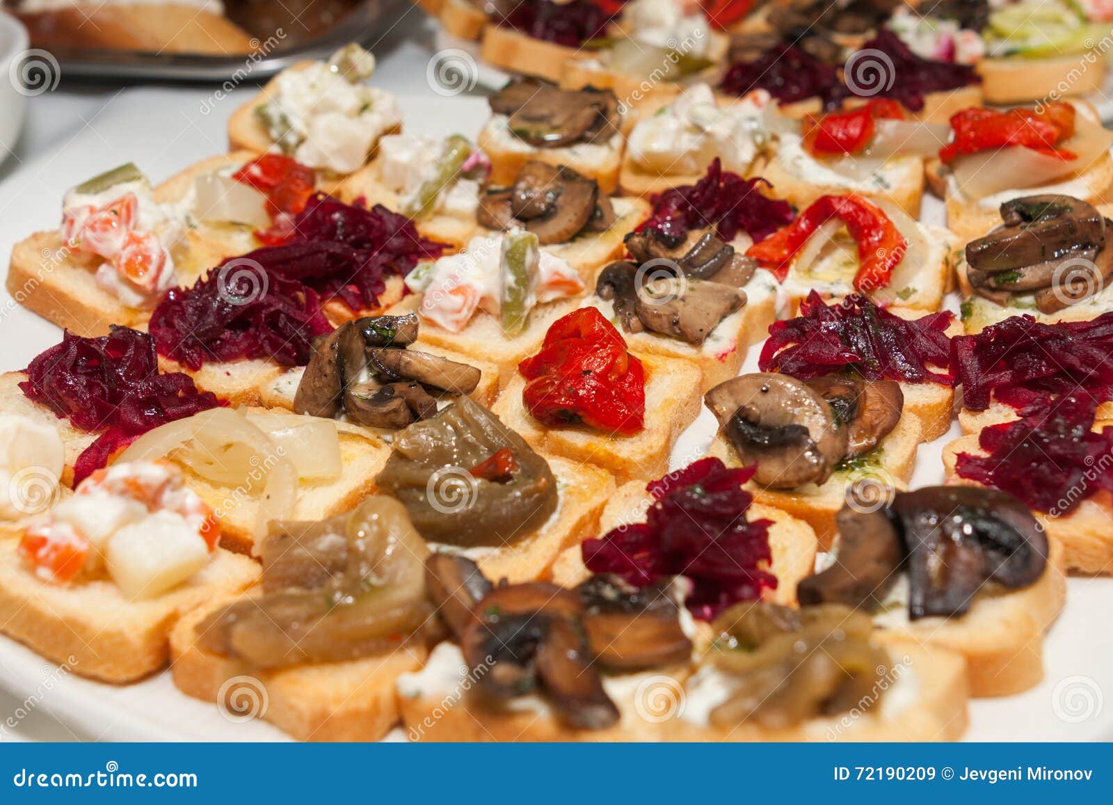 Stack of Vegetarian Tapas Starters Sandwiches with Mushrooms and ...