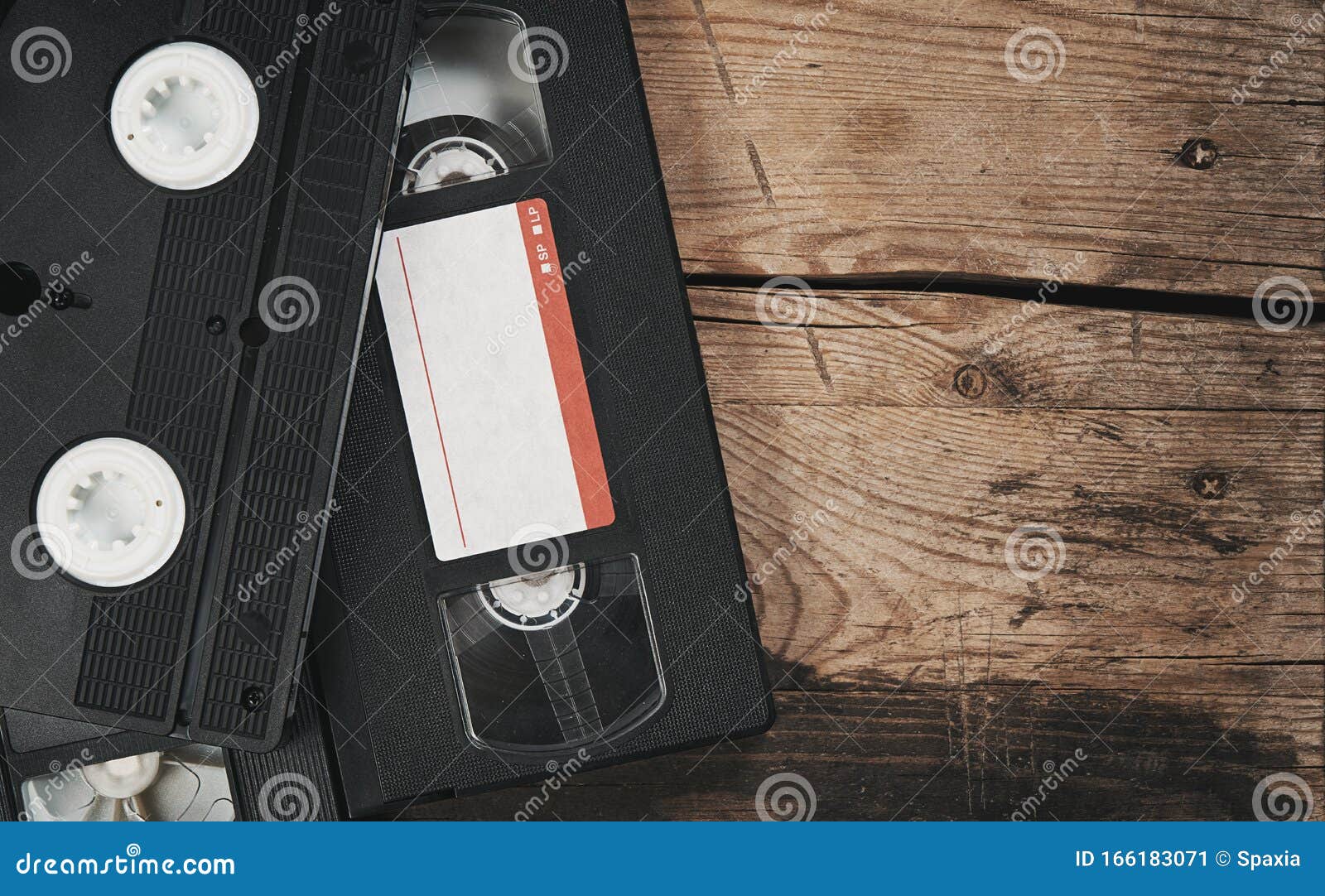 Stack of VHS Video Tape Cassettes Over Wooden Background Stock Image ...