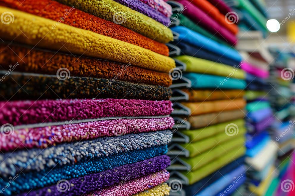 Stack of Vibrant Carpet Tiles in a Neat Display Stock Photo - Image of ...