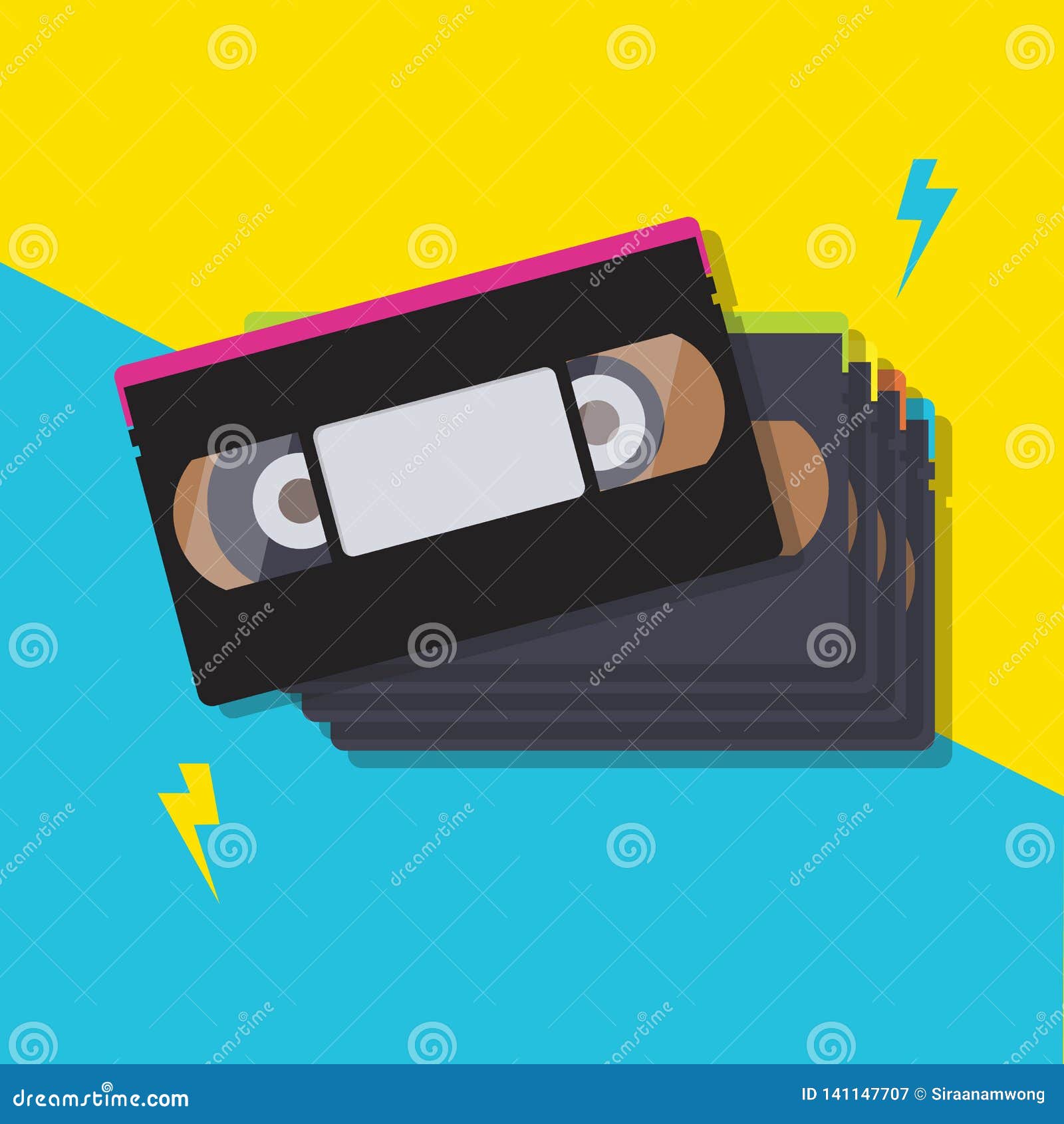 Stack of Video Cassette Tapes Stock Vector - Illustration of magnetic ...