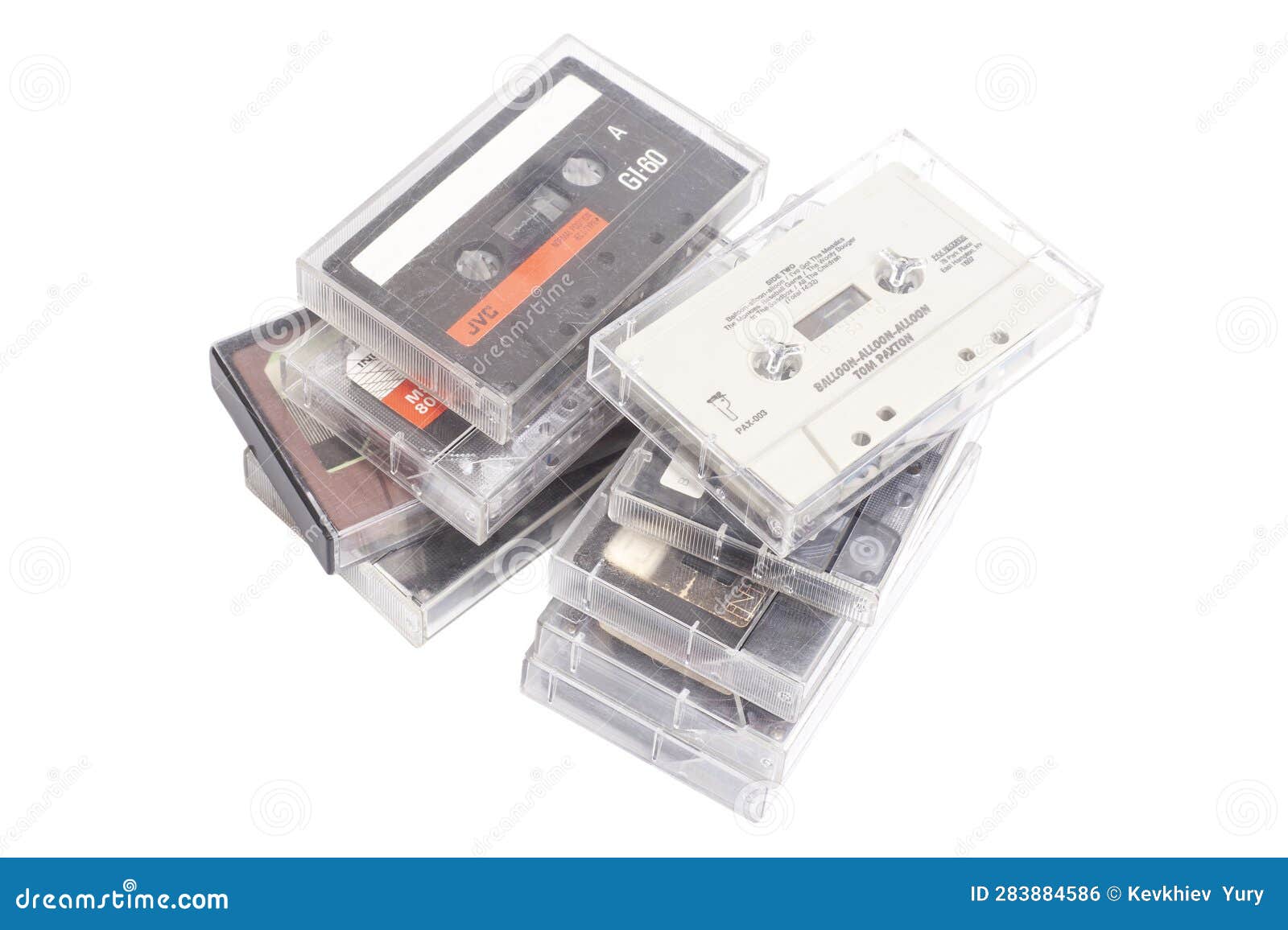 Stack of Vintage Audio Cassettes Isolated on White. Editorial Photo ...