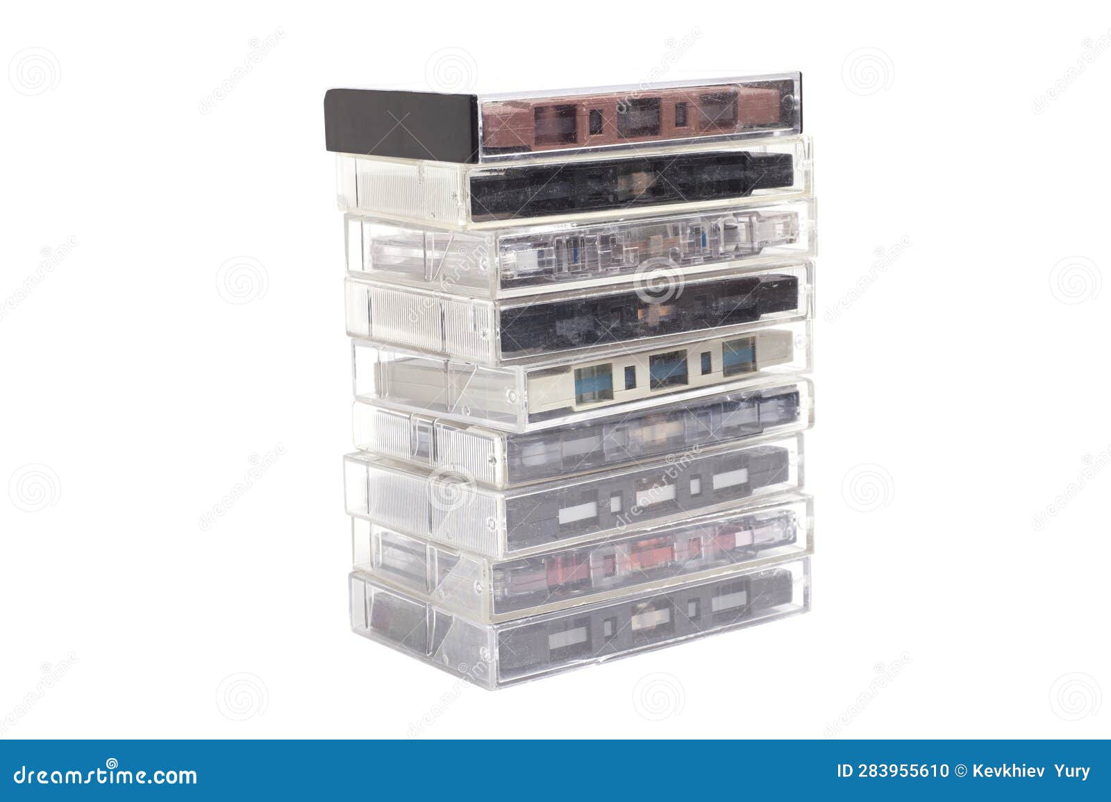 Stack of Vintage Audio Cassettes Isolated on White. Stock Photo - Image ...
