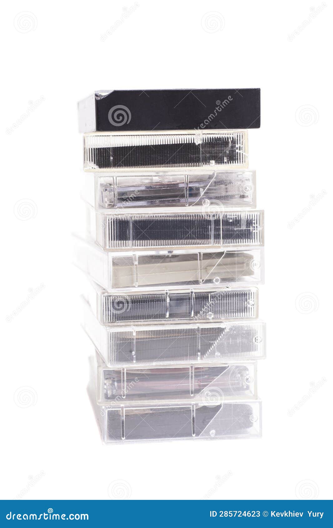 Stack of Vintage Audio Cassettes Isolated on White Stock Image - Image ...