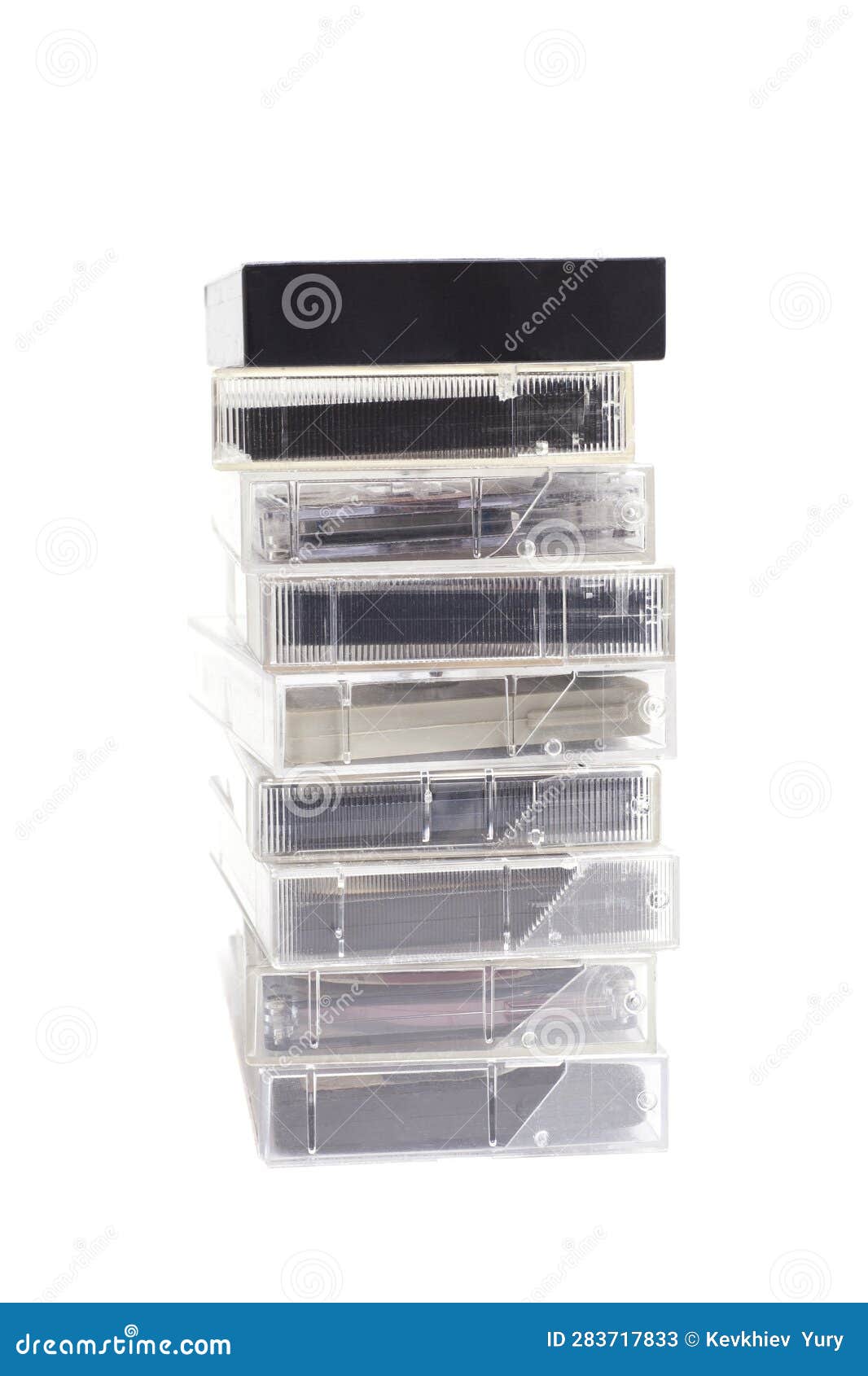 Stack of Vintage Audio Cassettes Isolated on White. Stock Image - Image ...