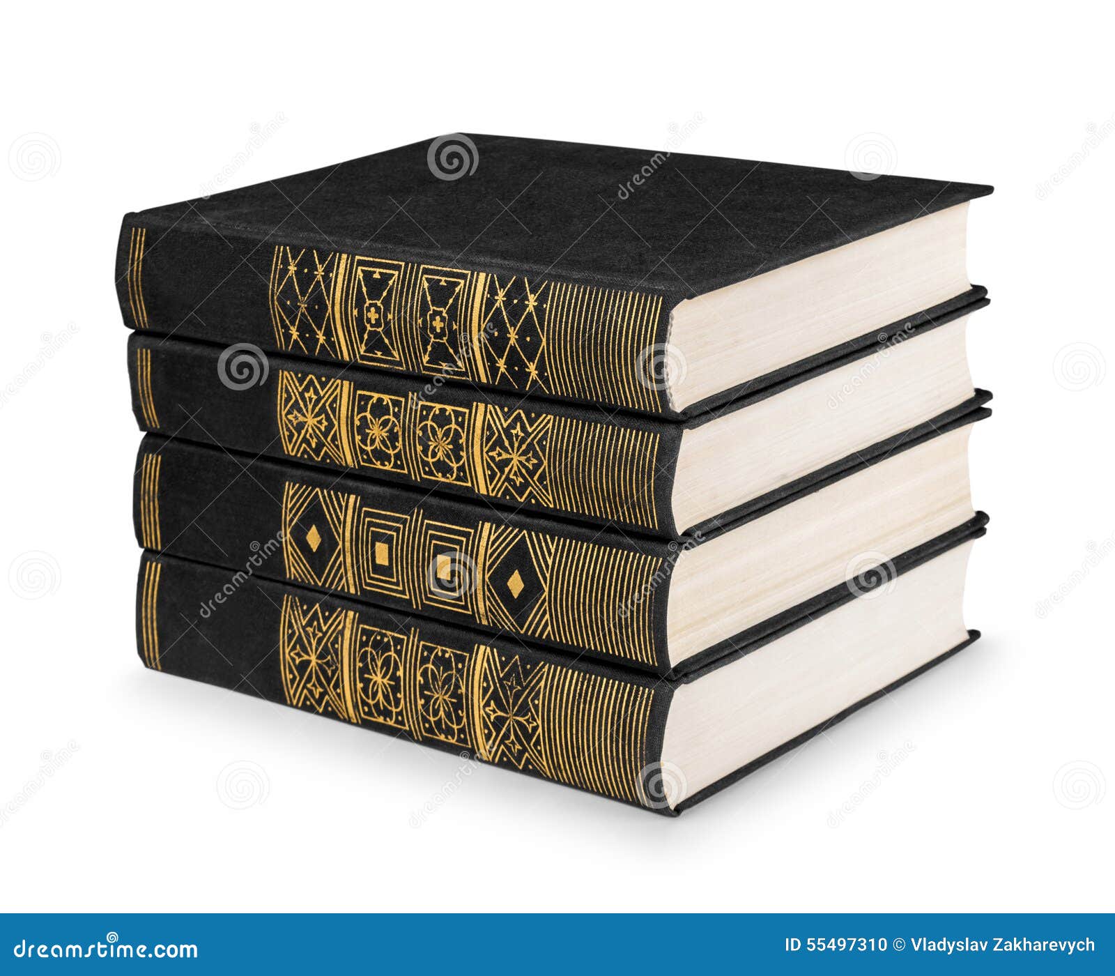Stack of Vintage Books Black with Gold Pattern Stock Photo - Image of ...