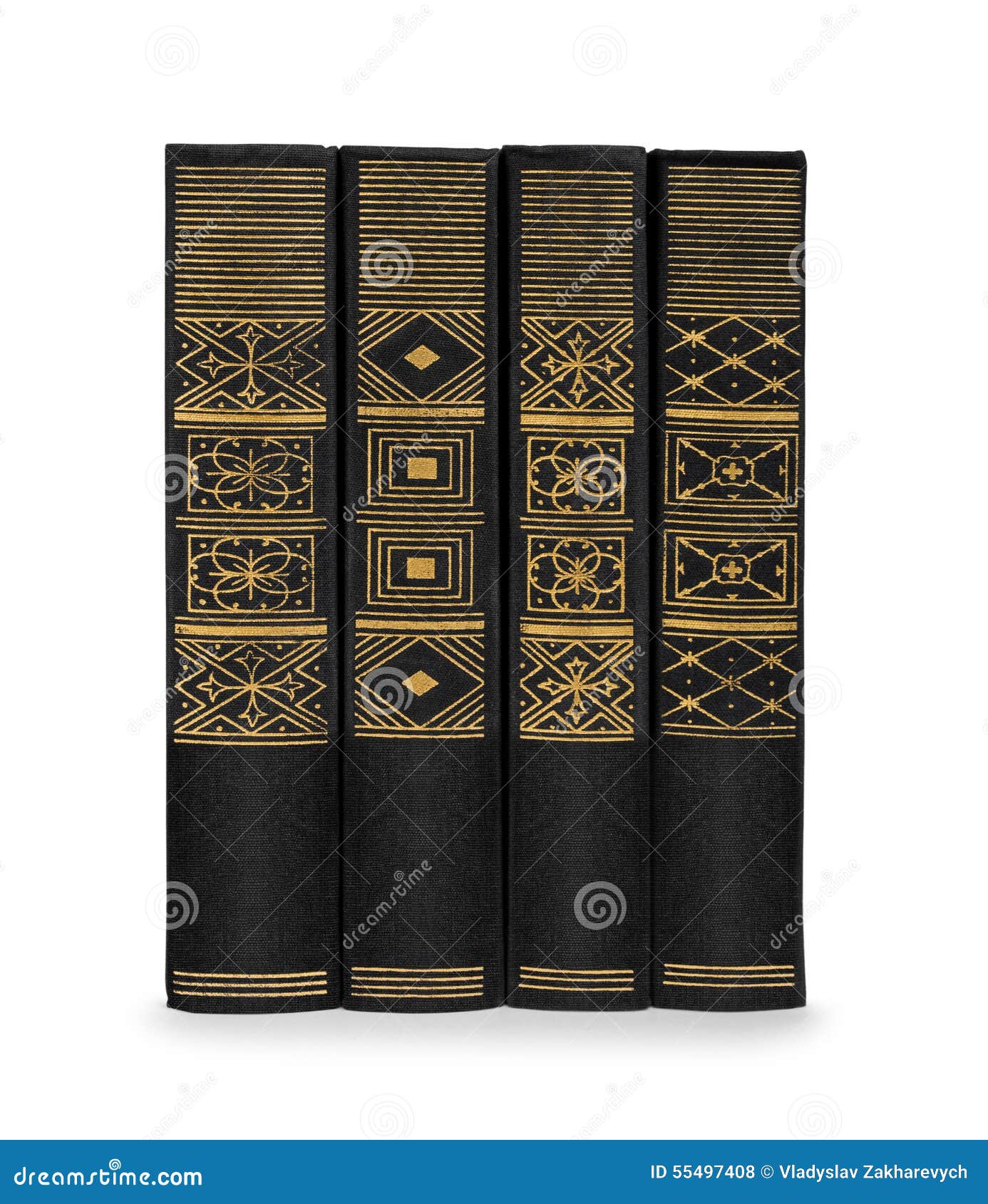 Stack of Vintage Books Black with Gold Pattern Stock Photo - Image of ...
