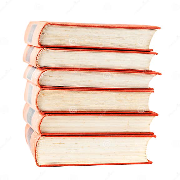 Stack of Vintage Books with Red Covers Stock Photo - Image of cover ...