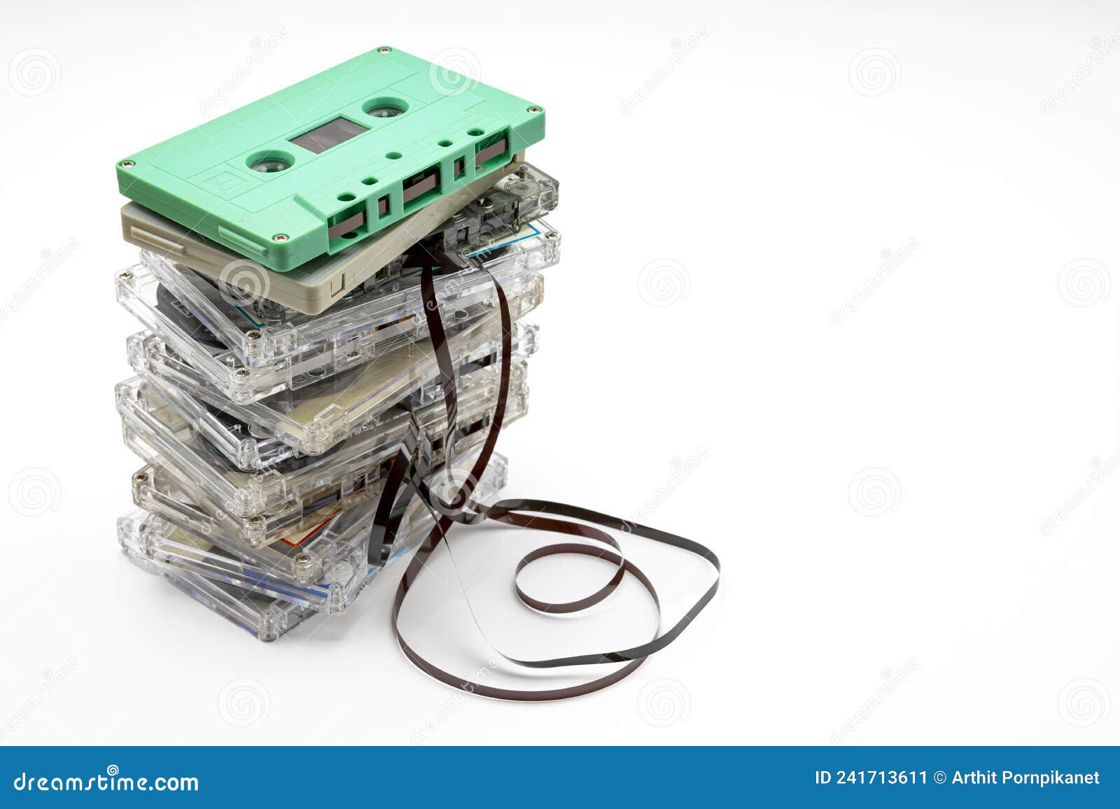 Stack of Vintage Cassette Tapes Isolated on White Background Stock ...