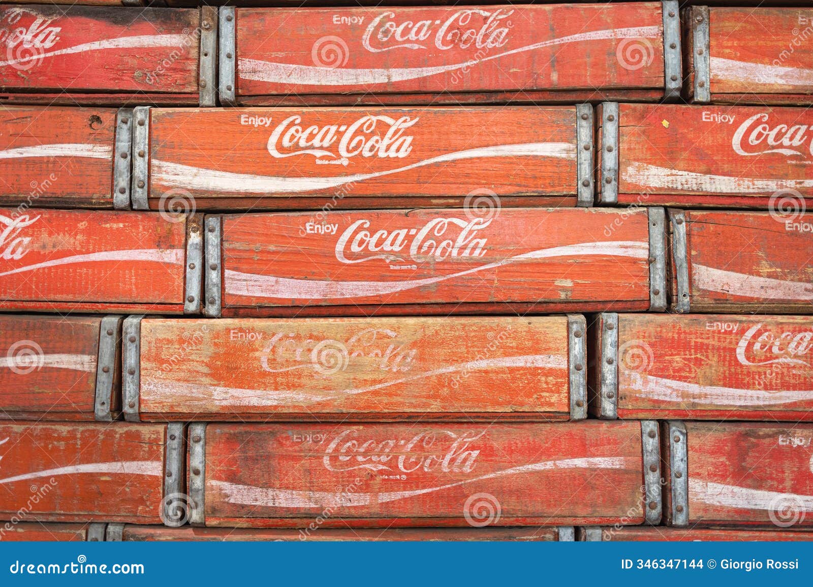 Stack of Vintage Coca-Cola Red Wooden Crates Editorial Stock Image ...
