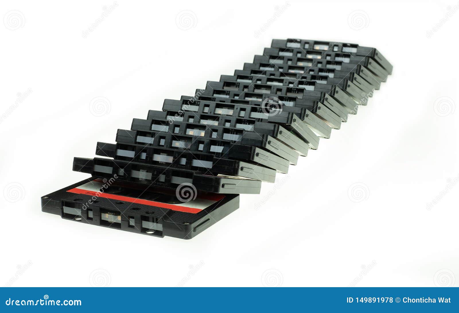 Stack Vintage Compact Cassette Tape Stock Photo - Image of background ...