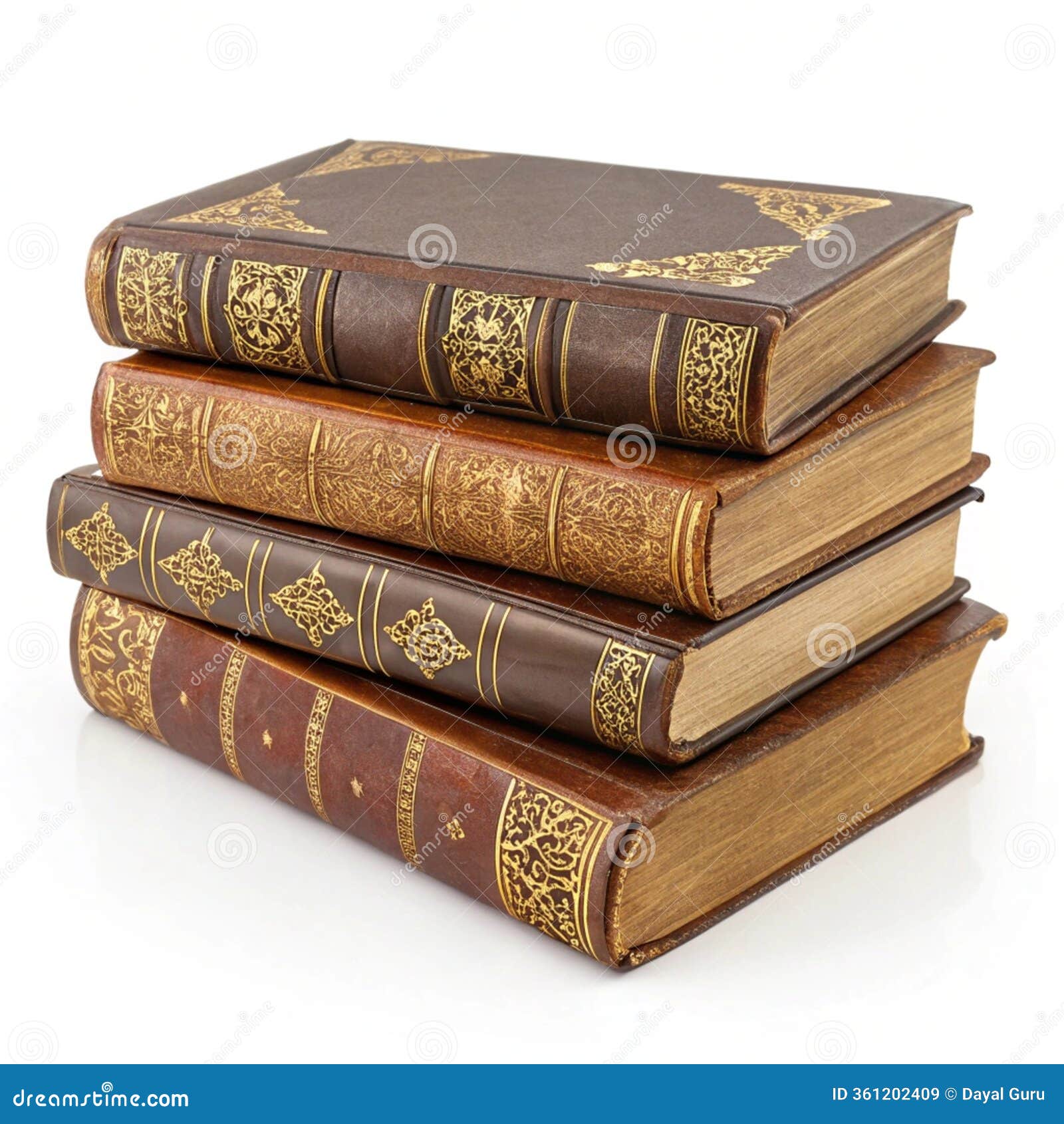 Stack of Vintage Leather Bound Books Isolated on Transparent Background ...