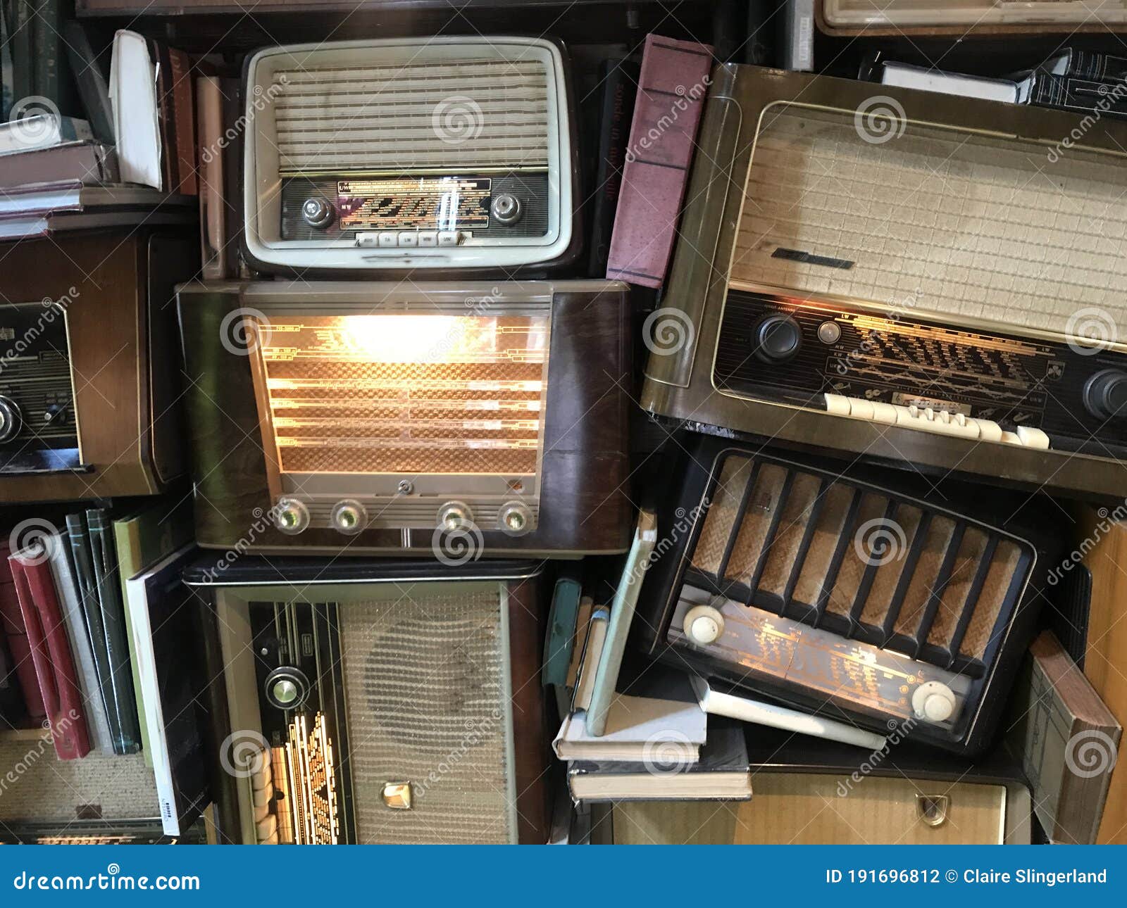 A stack of vintage radio`s editorial photography. Image of stack ...