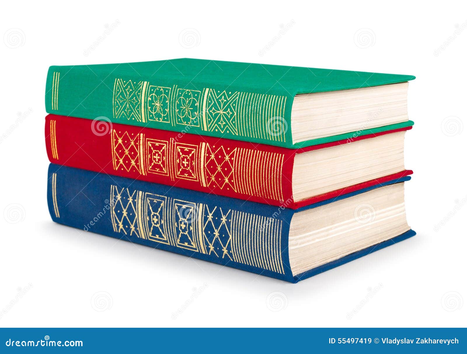 Stack of Vintage Red, Green and Blue Books Stock Image - Image of ...
