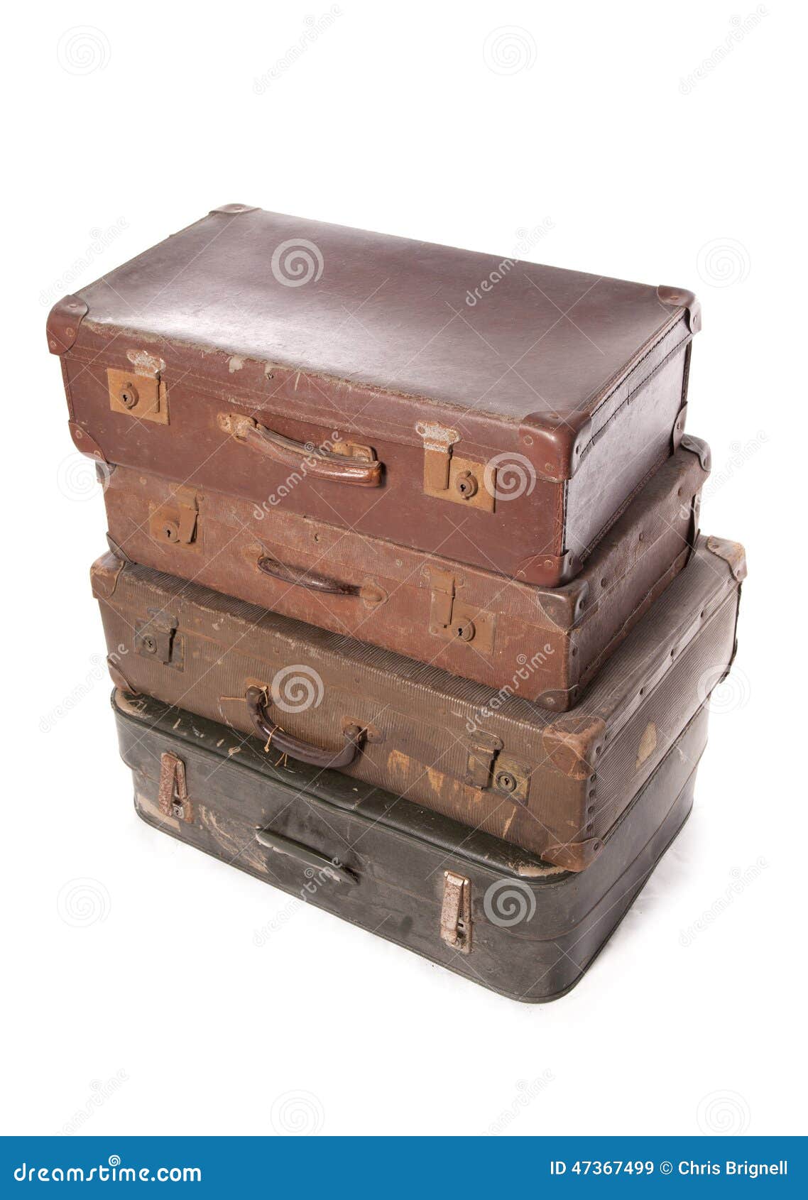 Stack of Vintage Suit Cases Stock Image - Image of background, brown ...