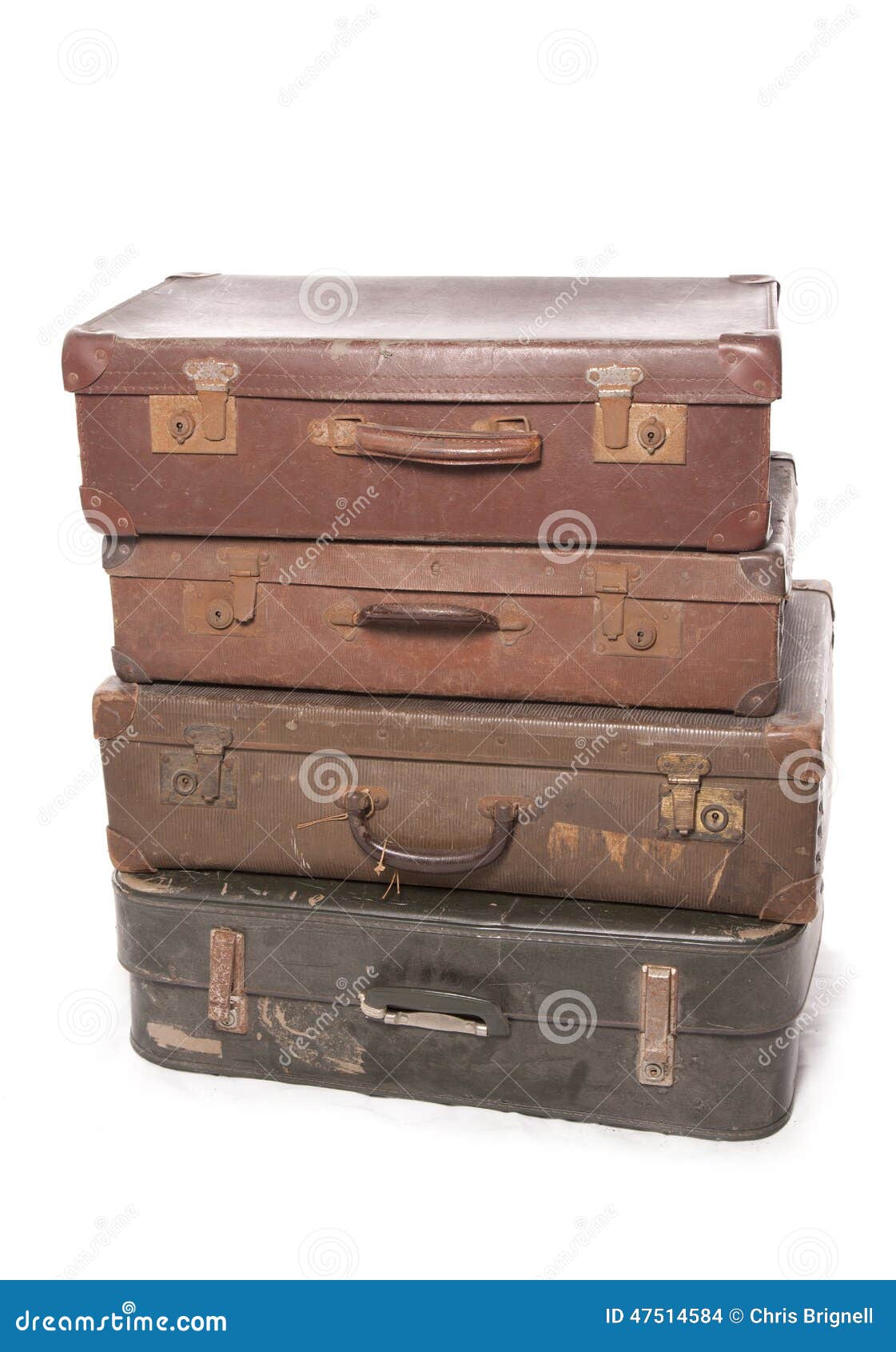 Stack of Vintage Suit Cases Stock Photo - Image of stack, studio: 47514584