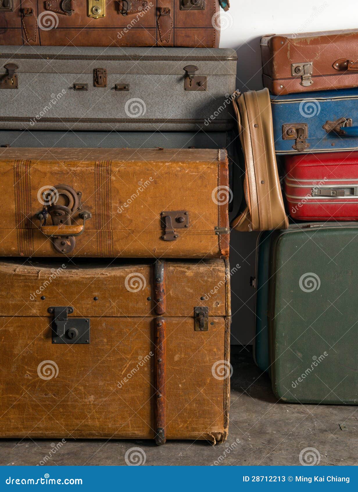 Stack of of Vintage Suitcases Stock Image - Image of transport, brown ...