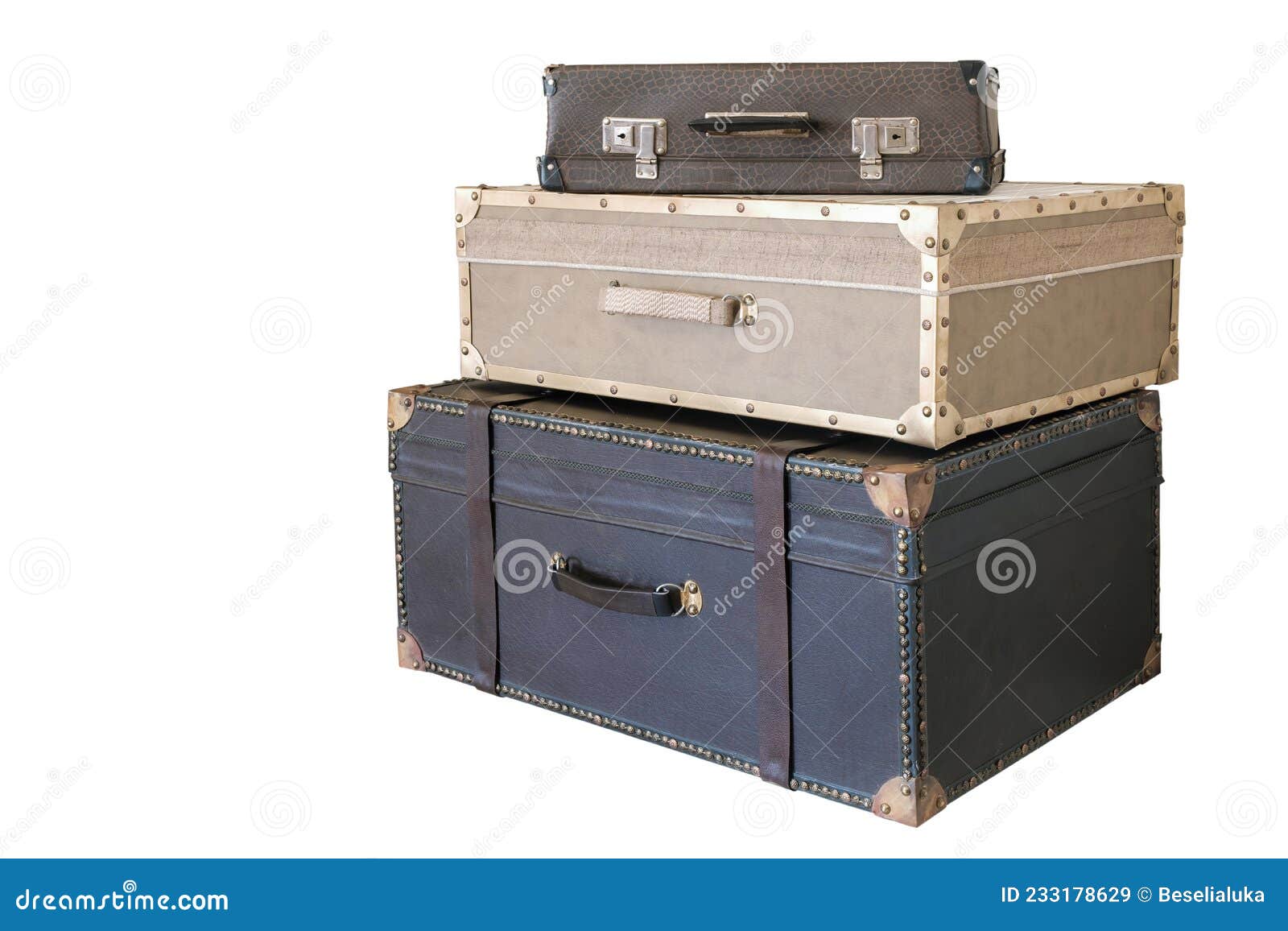 Stack of a Vintage Suitcases Stock Image - Image of holiday, leisure ...