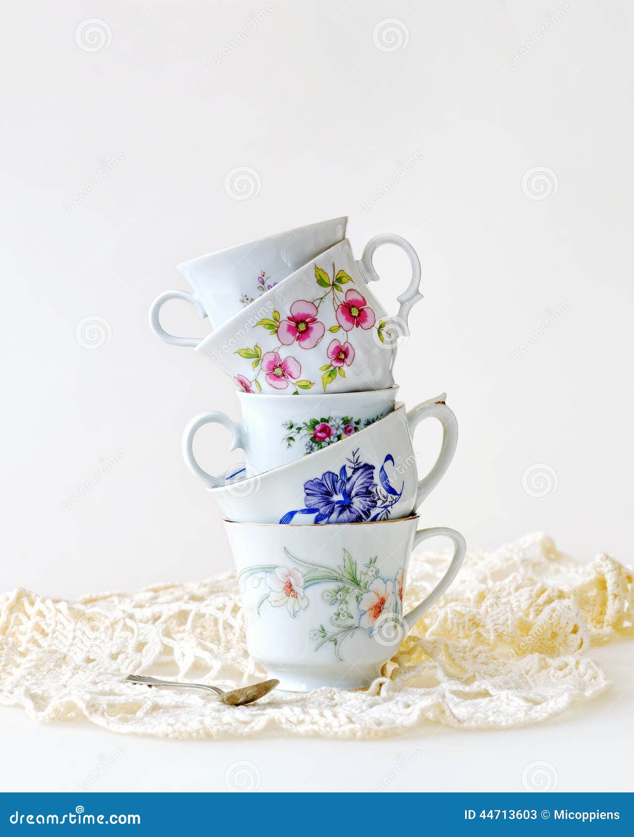 Vintage Tea Cups Stacked