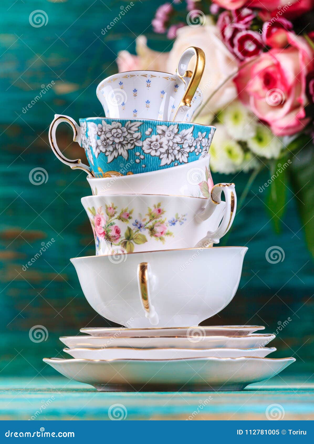 Beautiful Shabby Chic Antique Cups Stock Image - Image of table, dishes ...