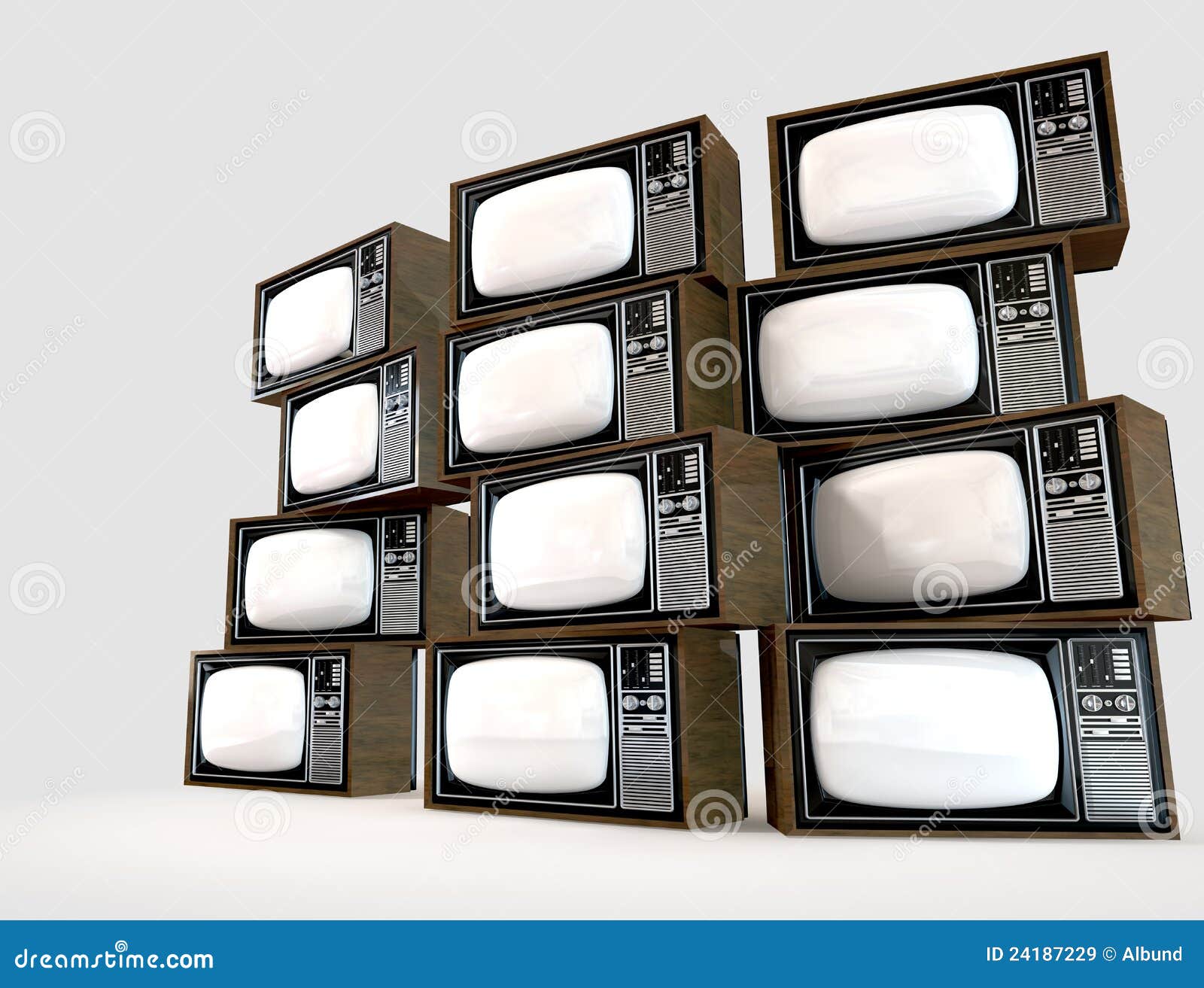 Stack of Vintage Televisions Stock Image - Image of wall, television ...