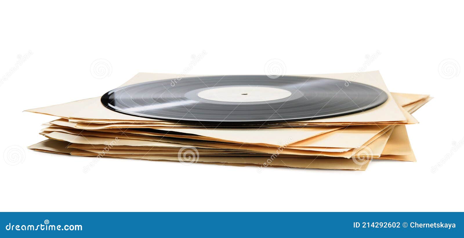 Stack of Vintage Vinyl Records on White Background Stock Photo - Image ...