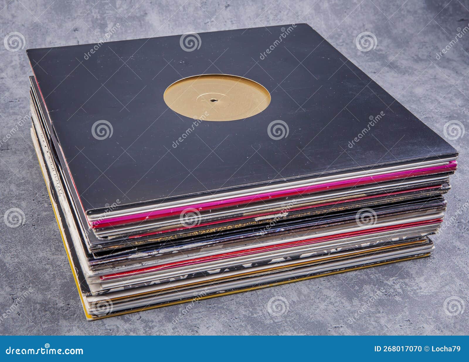 Stack of Vinyl Records in Retro Style Stock Photo - Image of audio ...