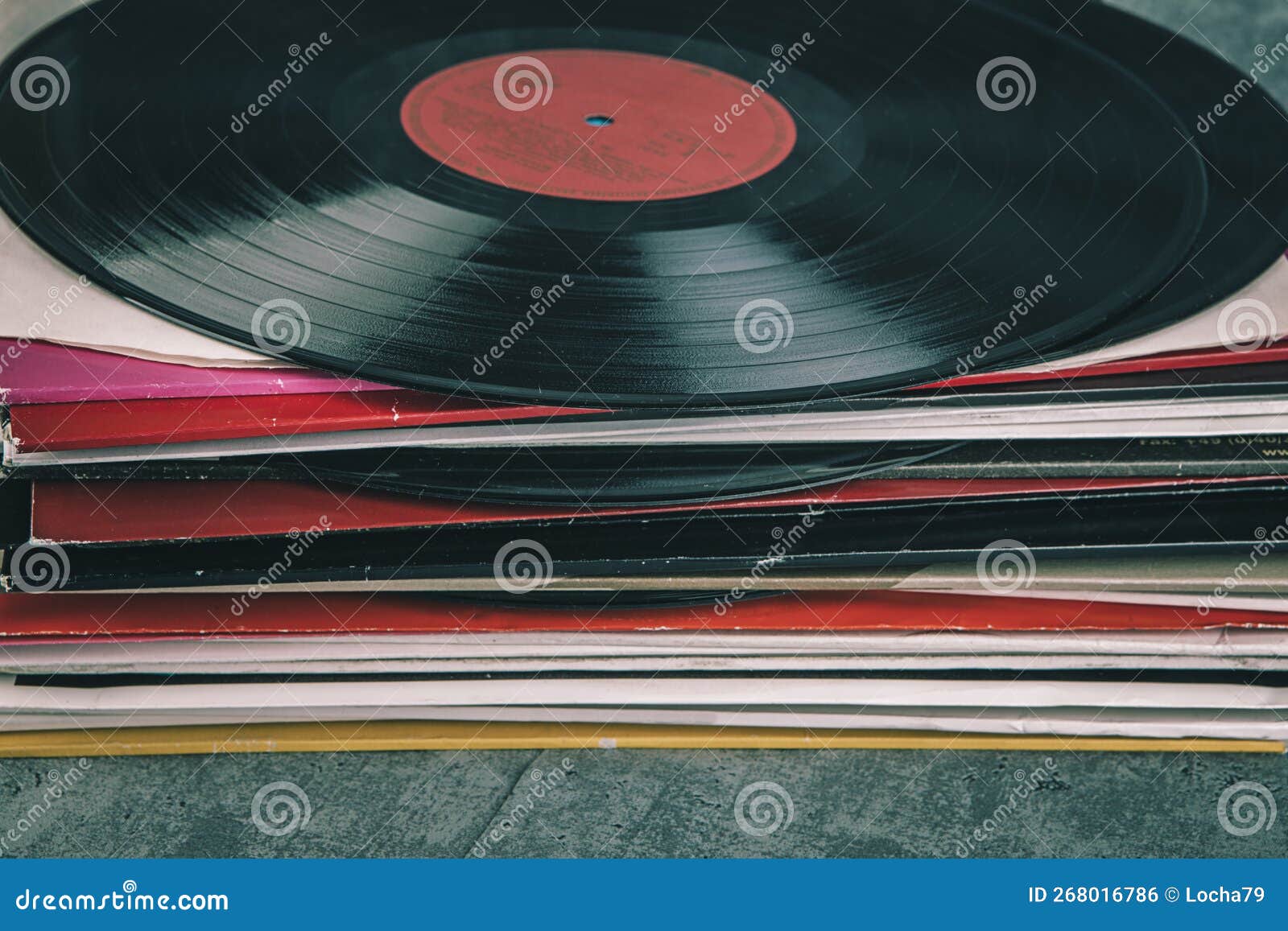 Stack of Vinyl Records in Retro Style Stock Photo - Image of food ...