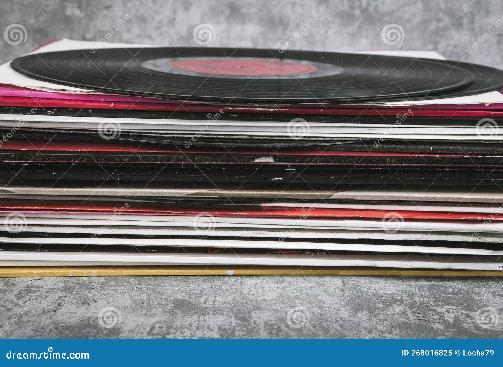 Stack of Vinyl Records in Retro Style Stock Image - Image of clean ...