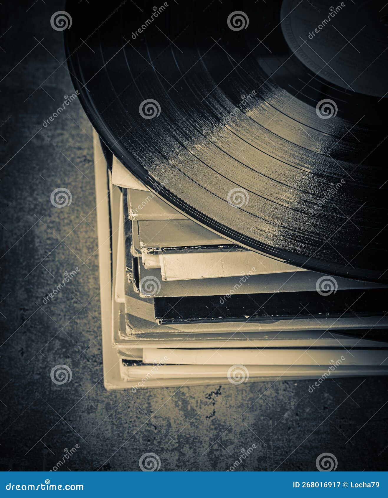 Stack of Vinyl Records in Retro Style Stock Image - Image of iron ...