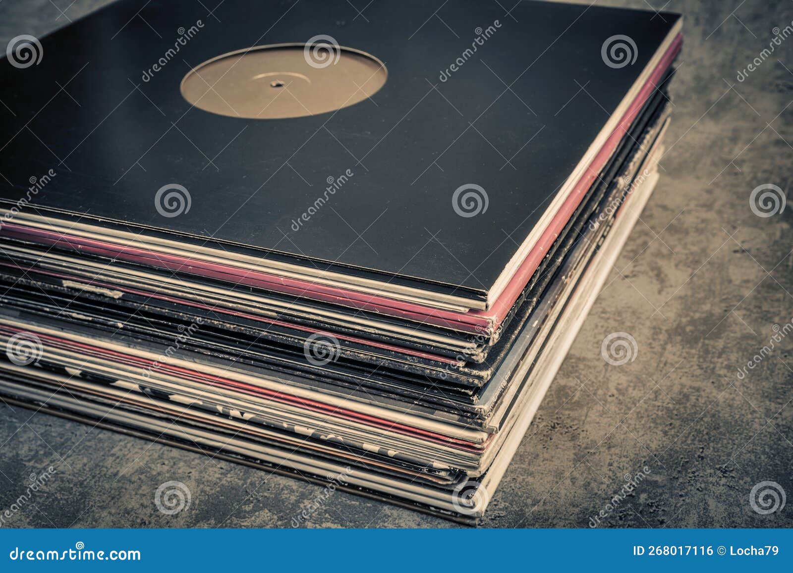 Stack of Vinyl Records in Retro Style Stock Photo - Image of food ...