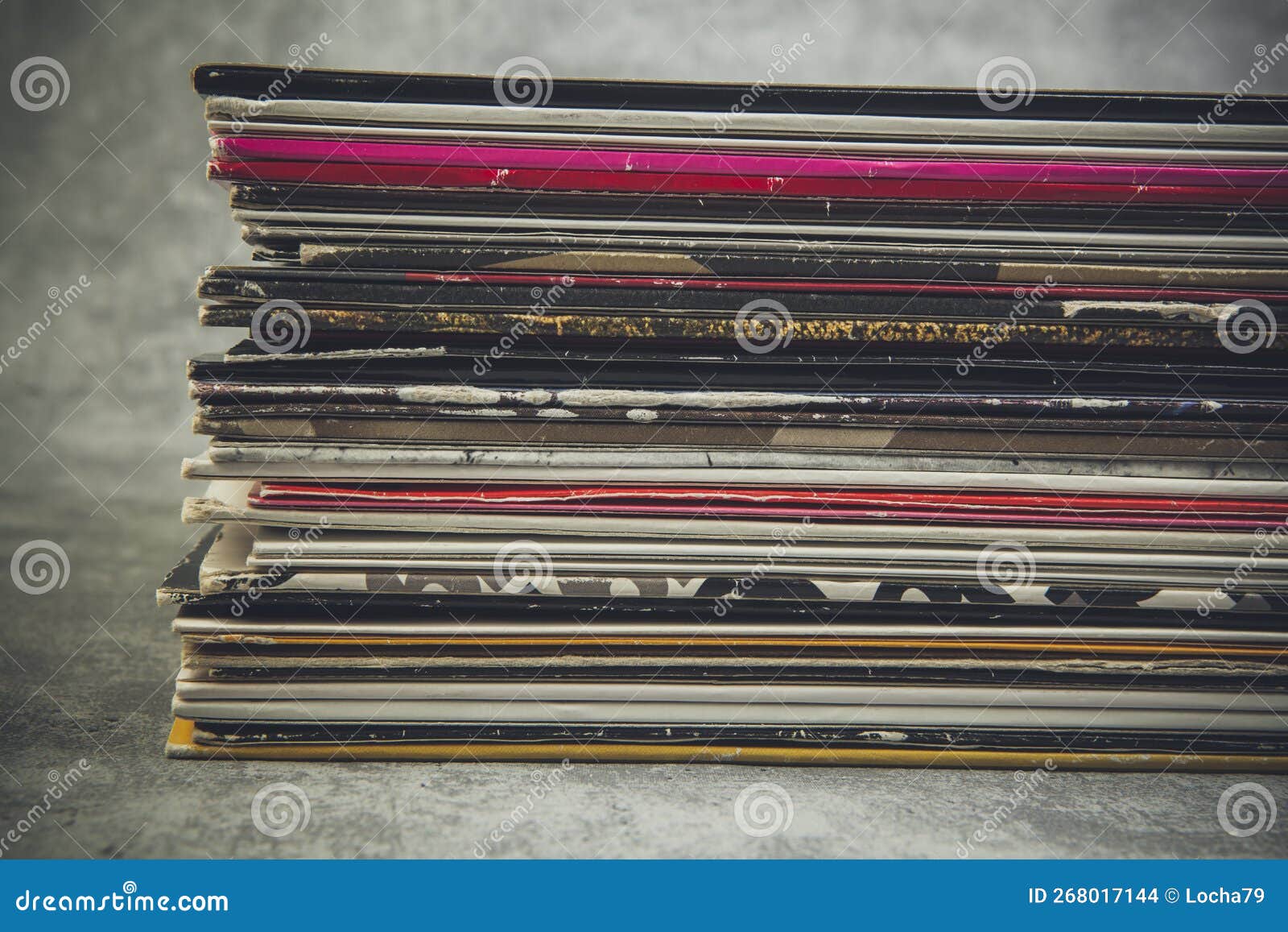 Stack of Vinyl Records in Retro Style Stock Photo - Image of food ...