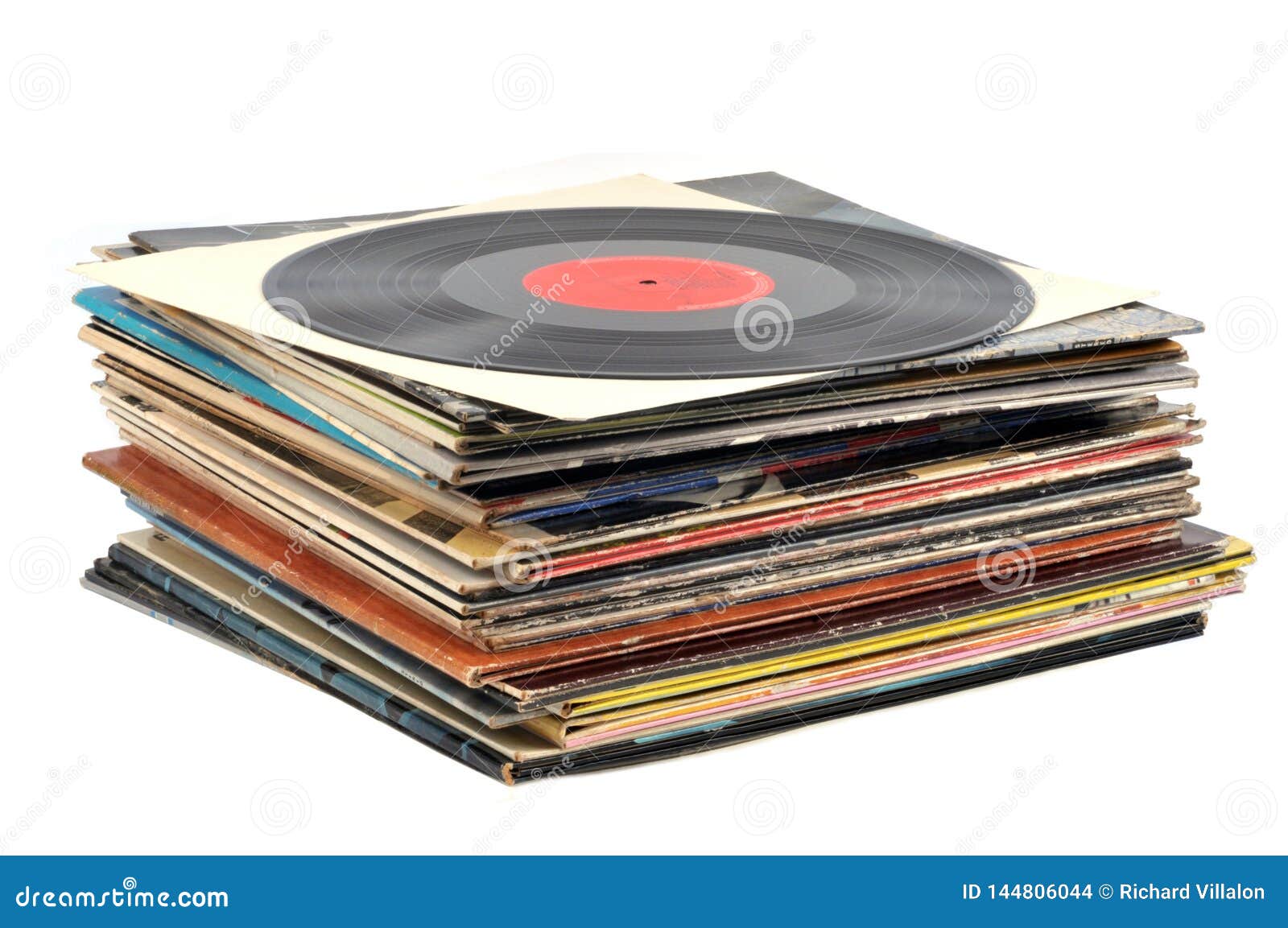 Stack of Vinyls on a White Background Stock Photo - Image of sound ...