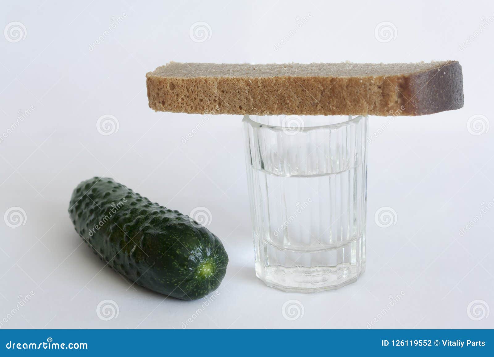A Stack of Vodka, Bread and Salted Cucumber Stock Photo - Image of ...