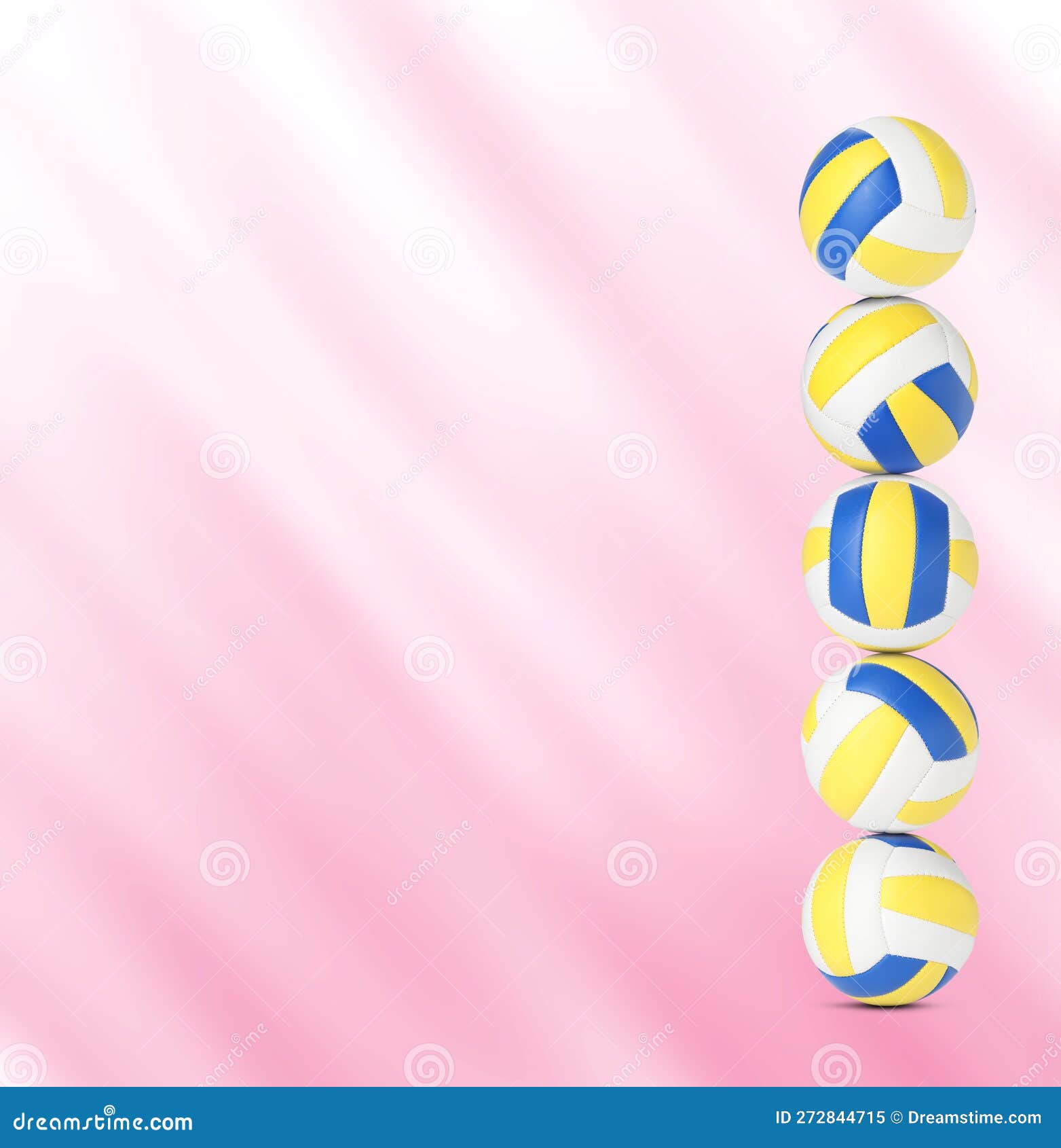Stack of Volleyball Balls on Pink Background, Space for Text Stock ...